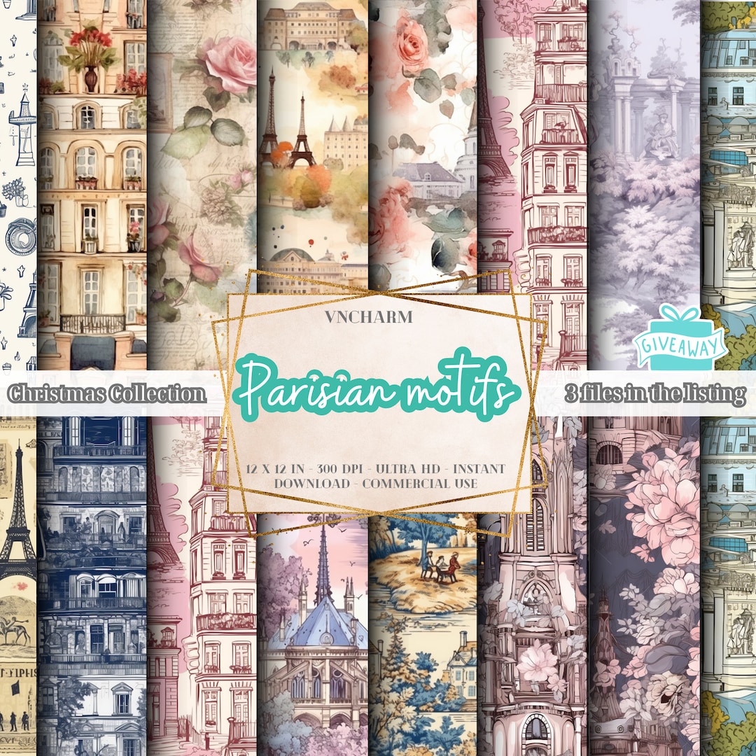 140+ Parisian Motif Seamless Pattern (4K, Ultra HD, 4096 X 4096 Px ...