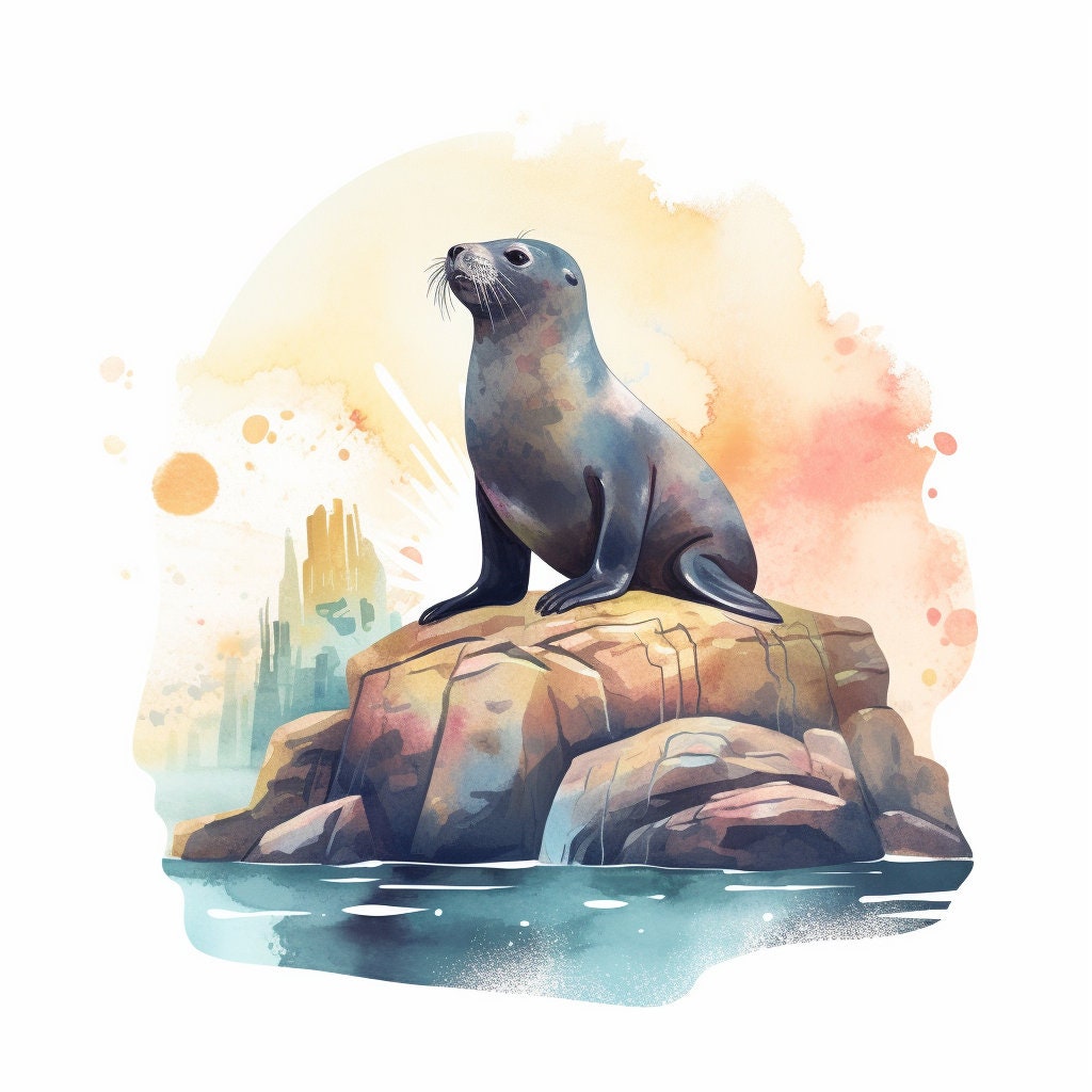 230 Watercolor Seal Clipart etsy Clipart Bundl, High-quality PNG ...