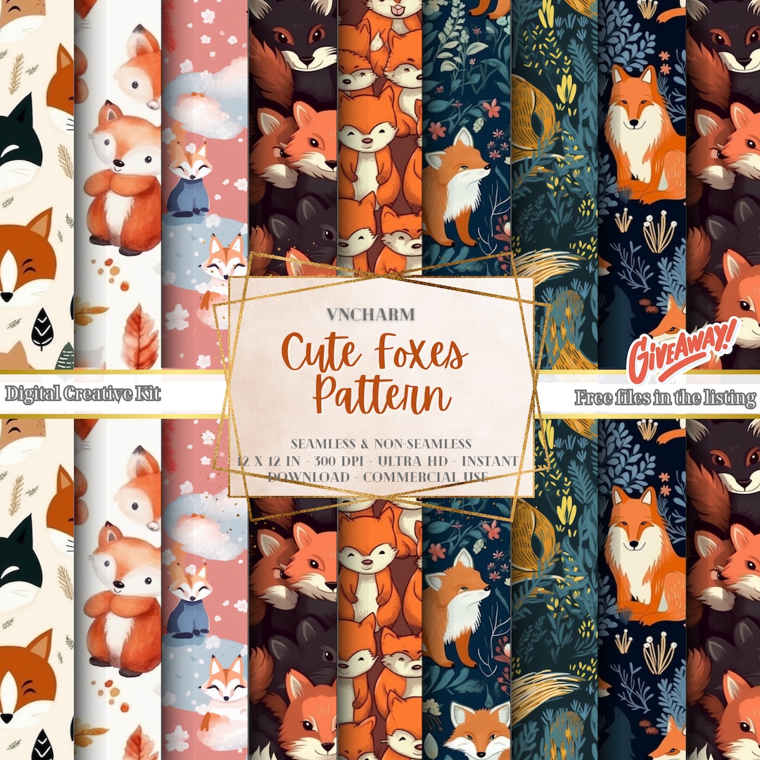 60+ Woodland Cute Fox Background Pattern, Watercolor Fox Pattern, Happy ...