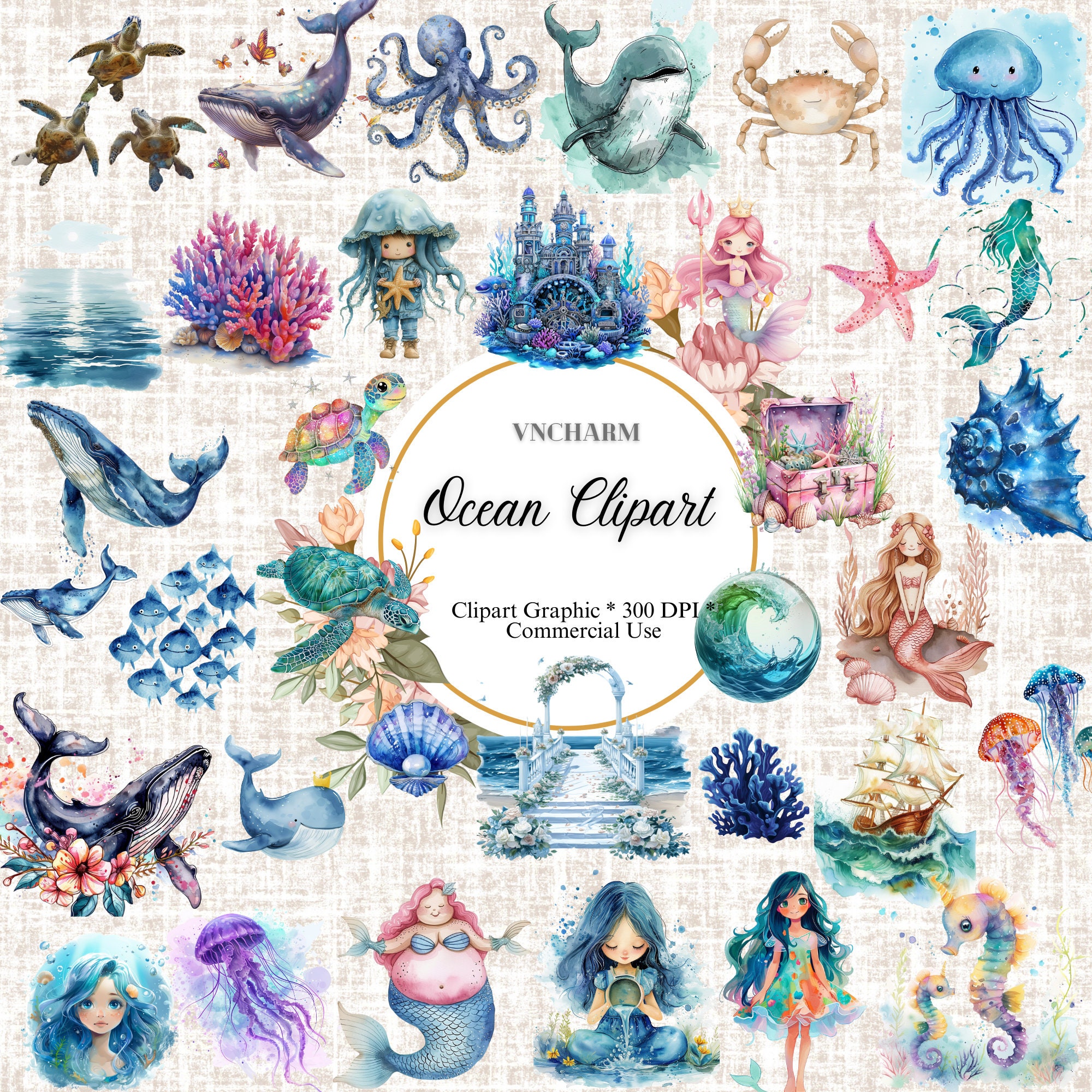 Oceans Clipart: 210 Marine Life Clip Art, Sea Clip Art, Ocean Animals ...