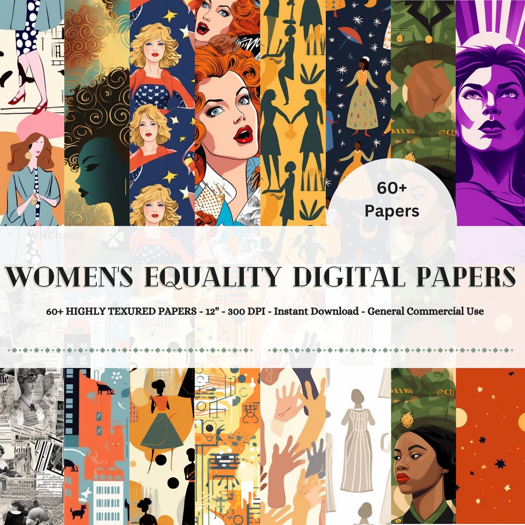 60 Seamless Women's Power Pattern Digital Paper Pack 1 women's Equality ...
