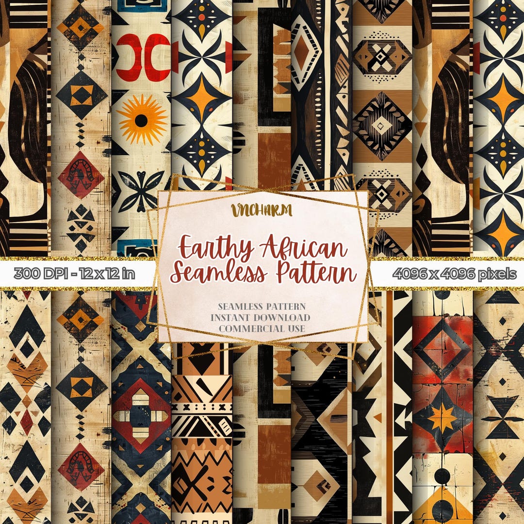 29 Seamless Earthy Tone African-inspired Patterns | 12x12" 300 Dpi ...