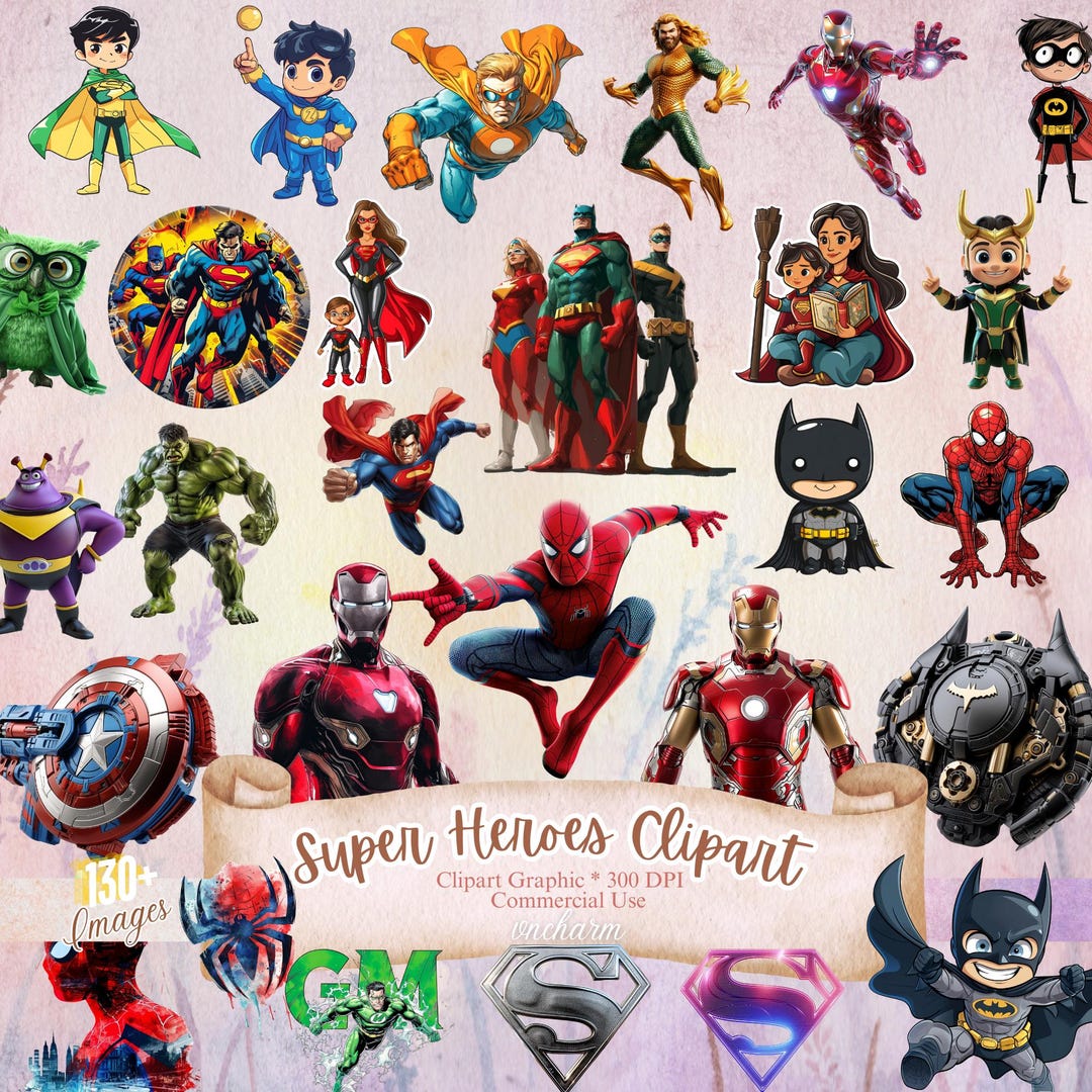 Superheroes Clipart, 130+ Superhero Printable Superhero Png Images ...