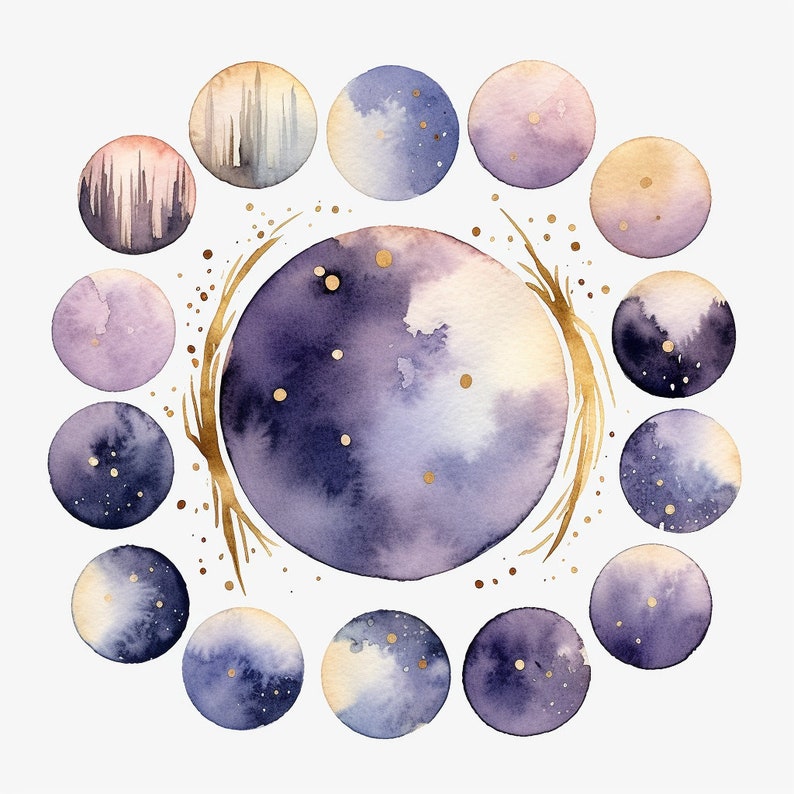230 Watercolor Moon Clipart etsy Clipart, High-quality PNG, Digital ...