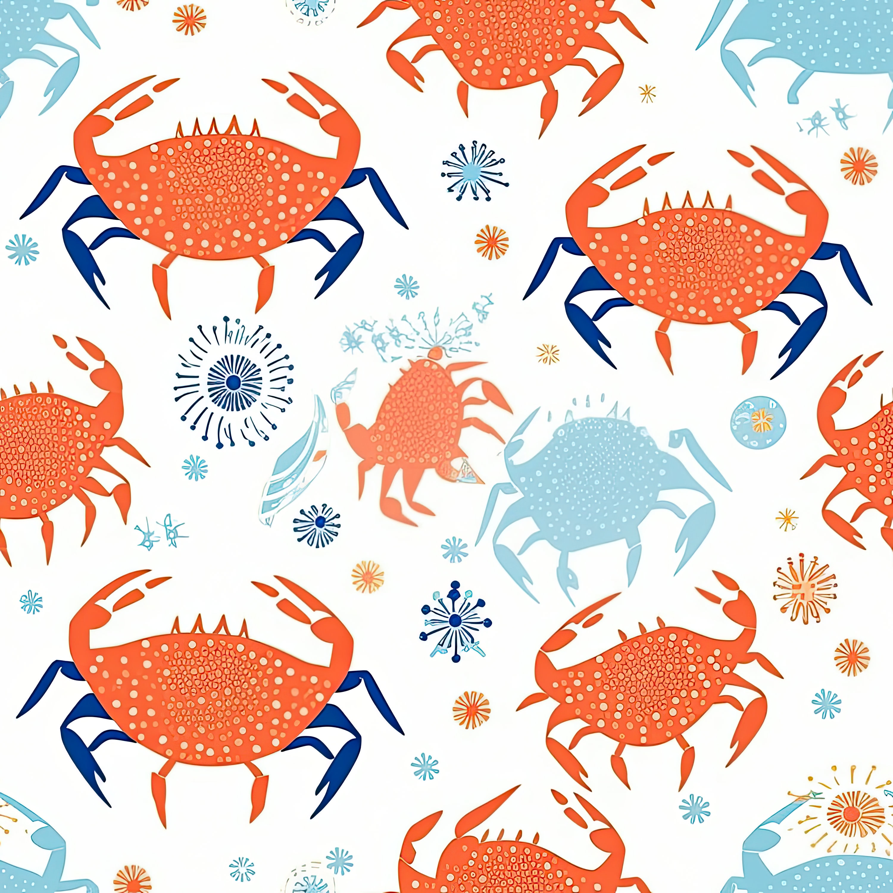 60 Crab Seamless Pattern Digital Papers 12x12 300 Dpi Instant Download ...