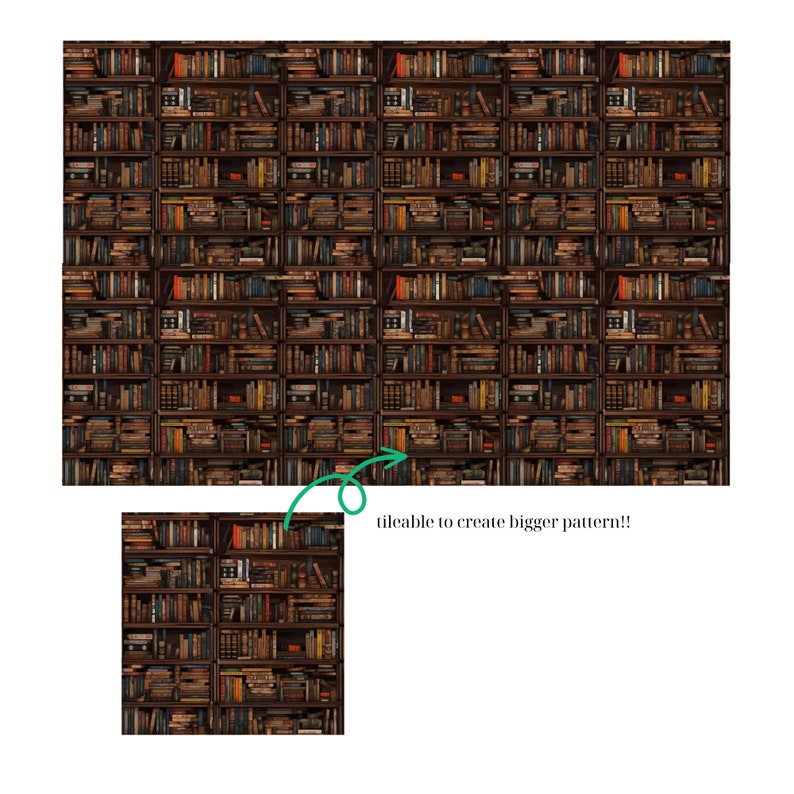 90+ Bookshelf Digital Paper, Seamless Library Pattern Pack, Book Lover ...