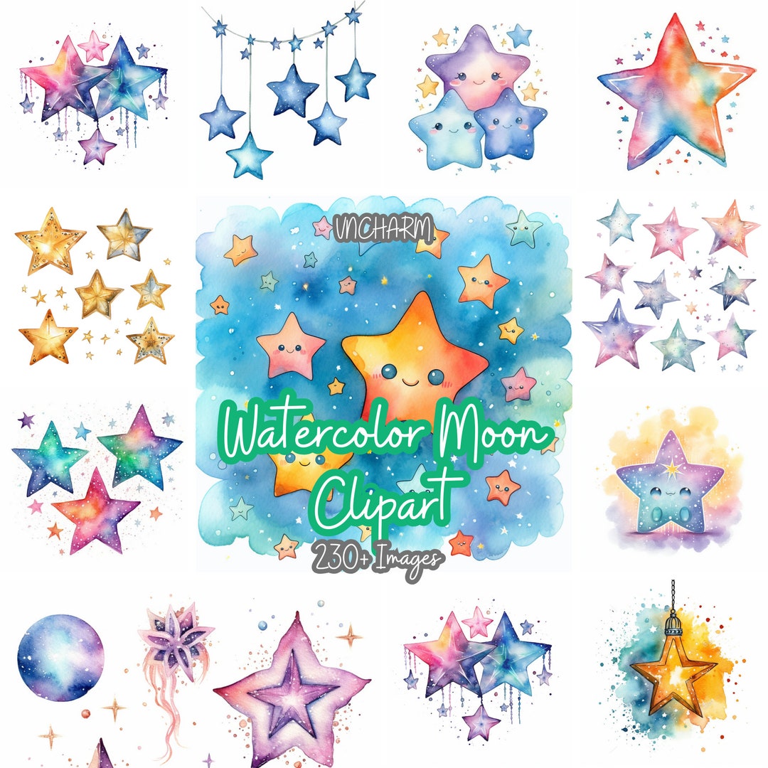 230+ Watercolor Star Clipart -etsy Clipart, High-quality PNG, Digital ...