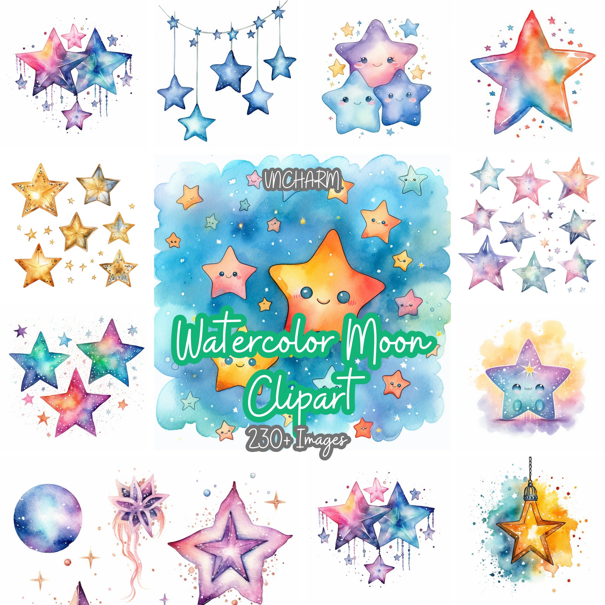 230 Watercolor Star Clipart etsy Clipart, High-quality PNG, Digital ...