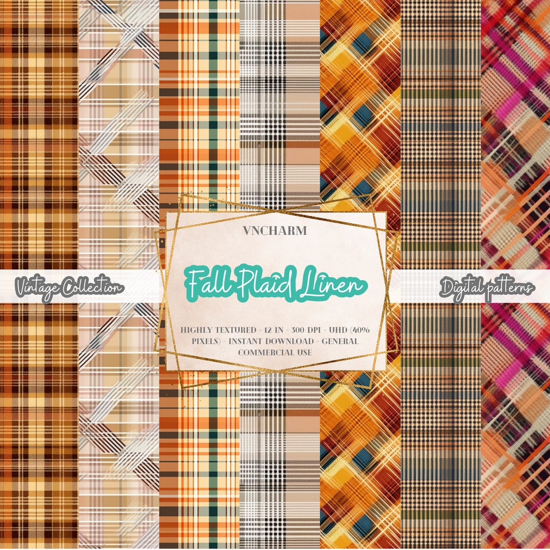 40 Seamless Fall Plaid Linen 4K, UHD Digital Paper Pack ,fall Digital ...
