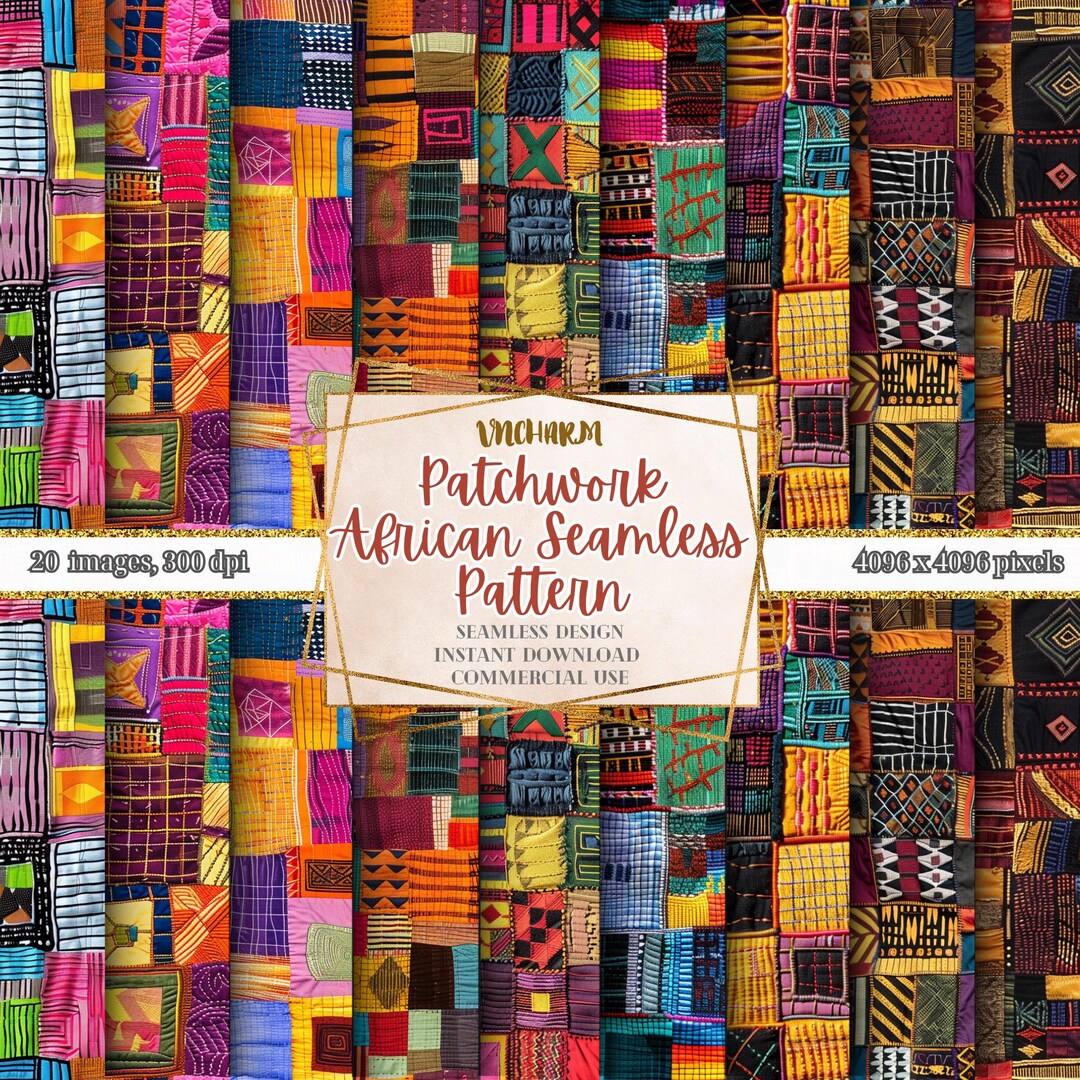 African-inspired Patterns Seamless Patchwork | Kente Patterns | 12x12 ...