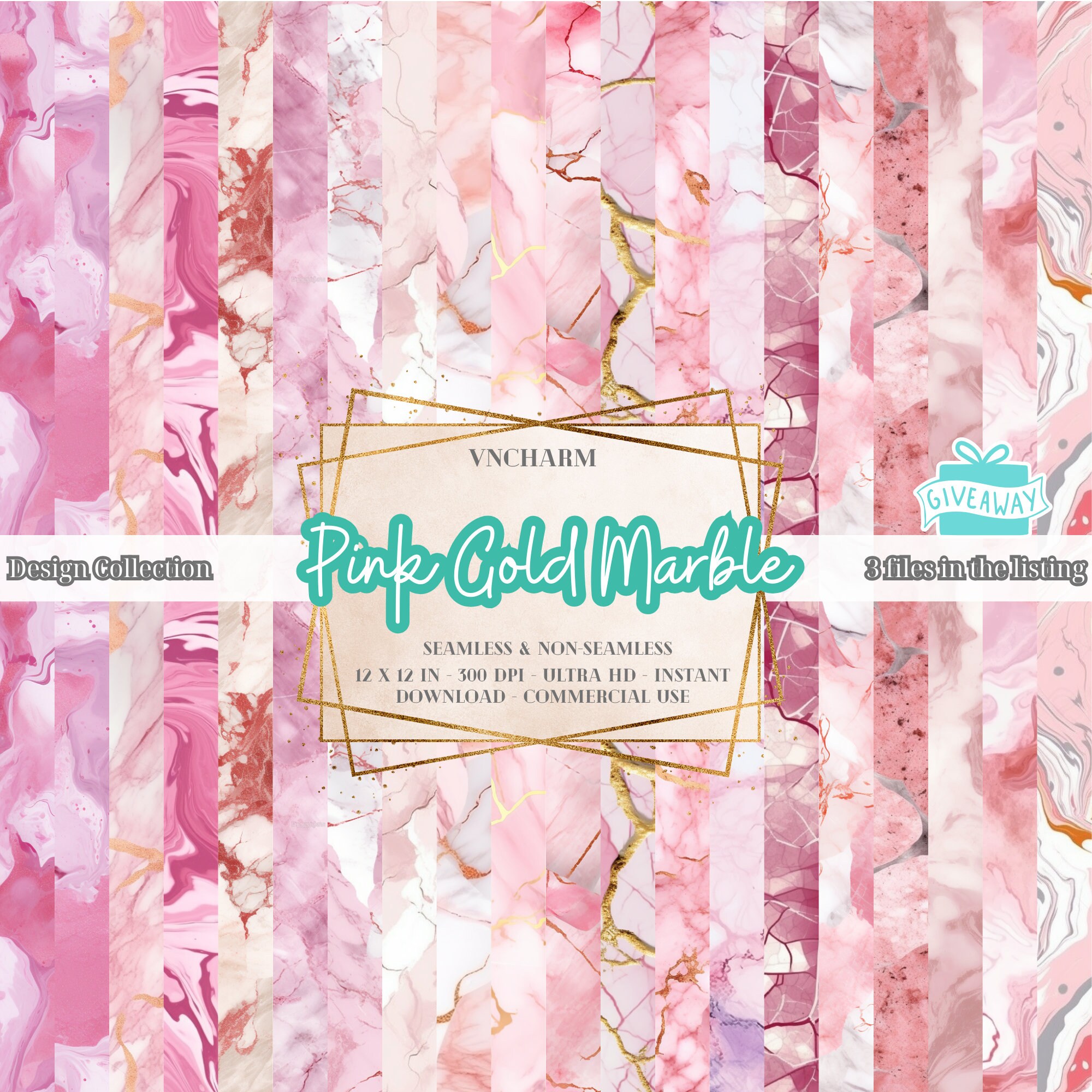 Pink Marble Texture Seamless & Non-seamless Digital Paper, 12x12 300dpi ...