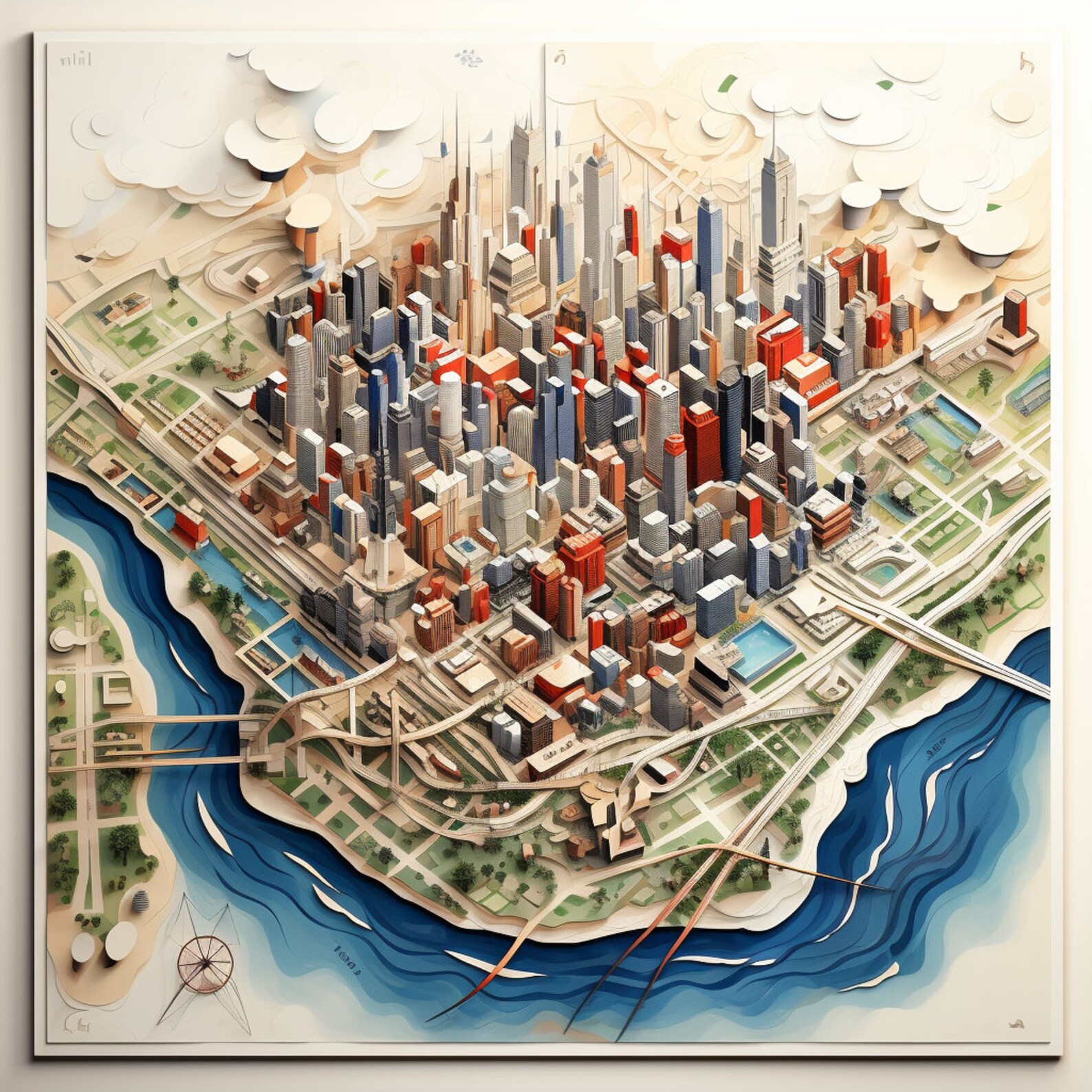 Digital City Map, Digital Print Art of 5 Asian Cities, Wall Art, High ...