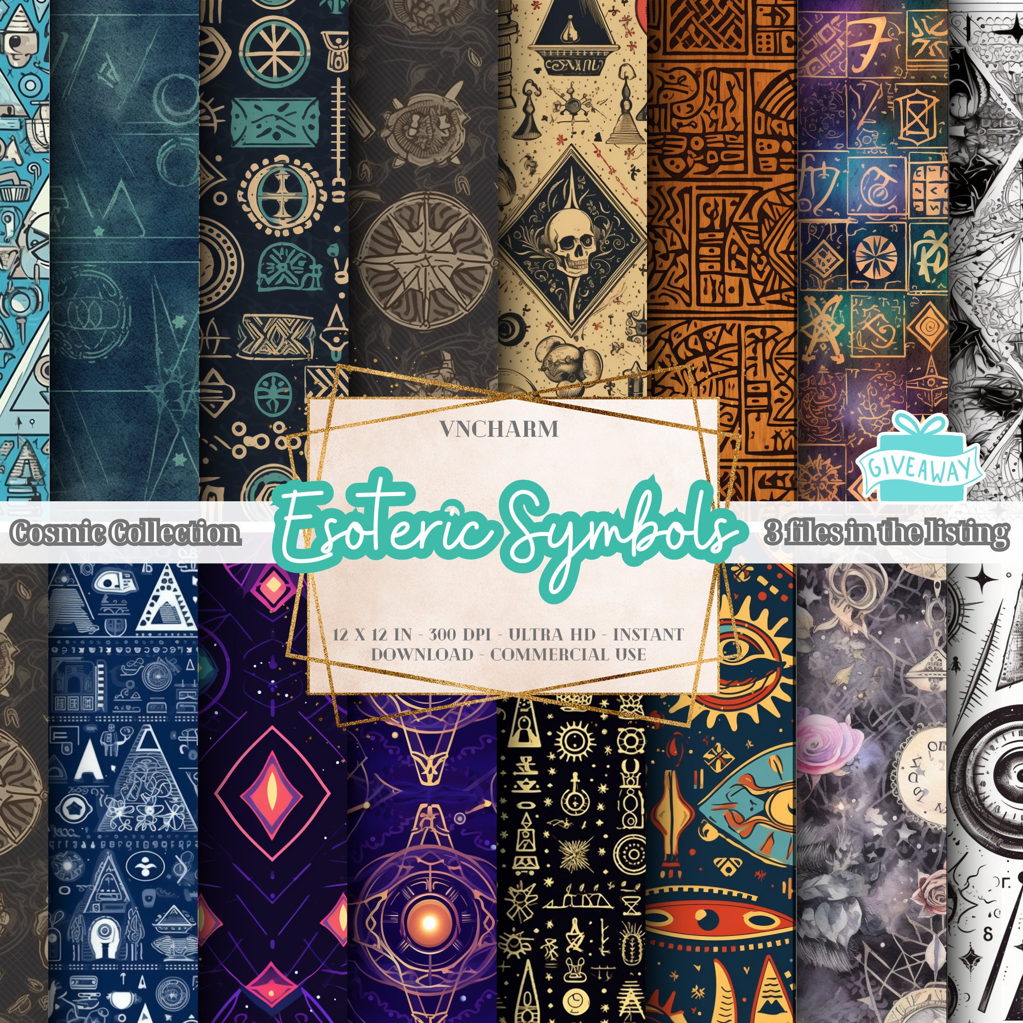 160 Esoteric Symbols Seamless Pattern, 4K, Ultra HD, 4096 X 4096 Px ...