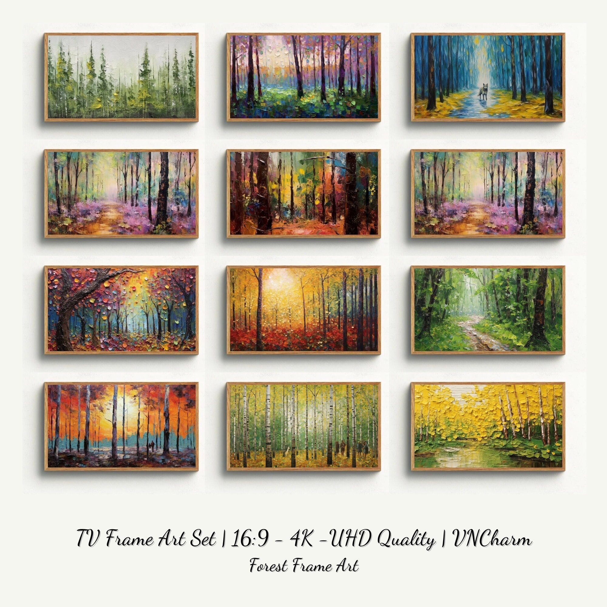 70 Frame TV Picture, Frame TV set of 70 Bundle Forest Frame TV Art ...