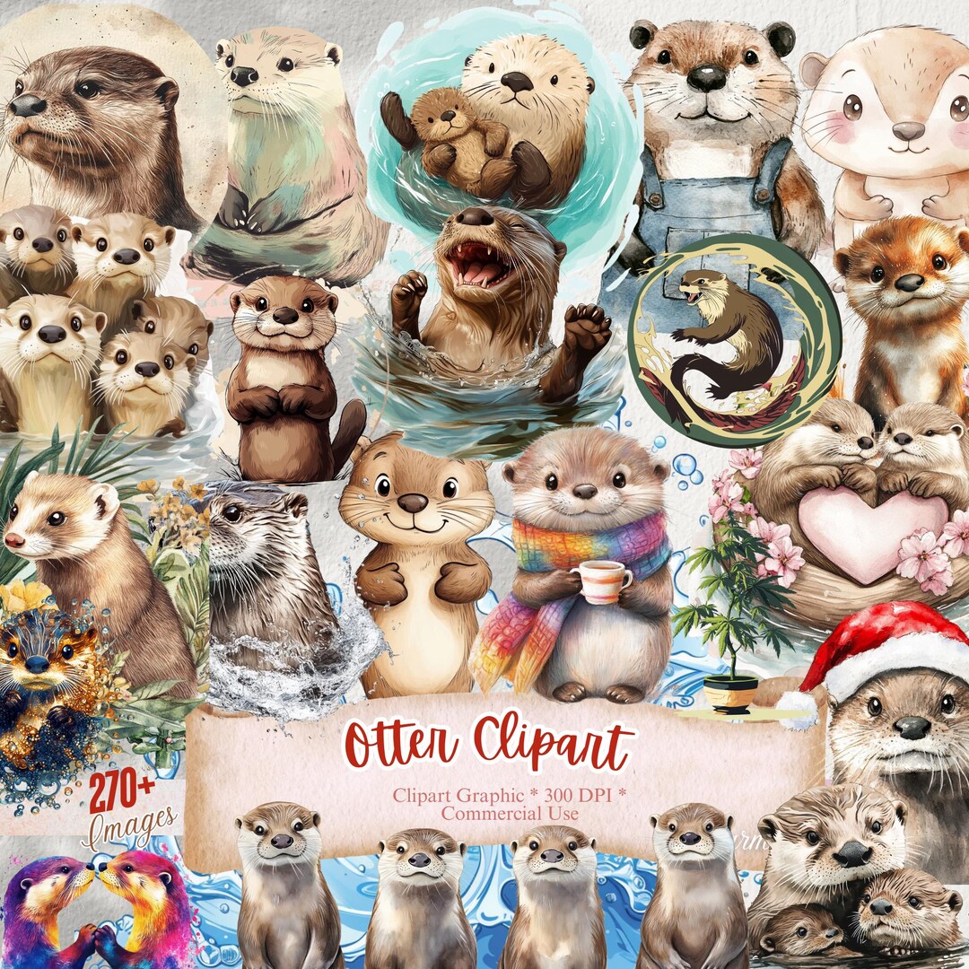 280+ Otter Clipart | Cute Watercolor Otter Clip Art, Otters Clipart ...