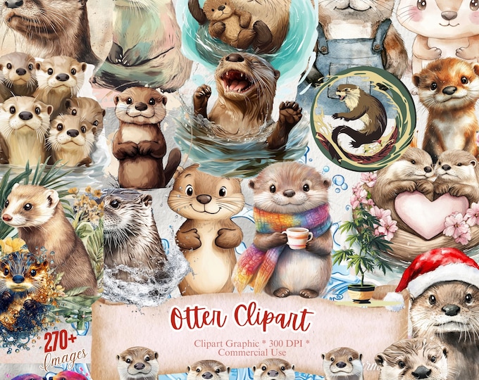Sea Otter Clipart, Kids Cute Baby Animals Png, Watercolor Otters ...