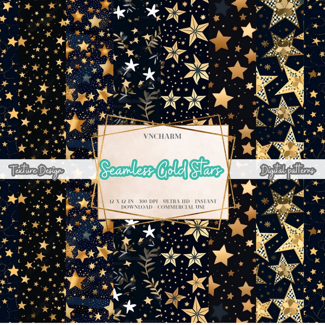 60 Seamless Golden Stars Digital Paper Pack Printable - Etsy