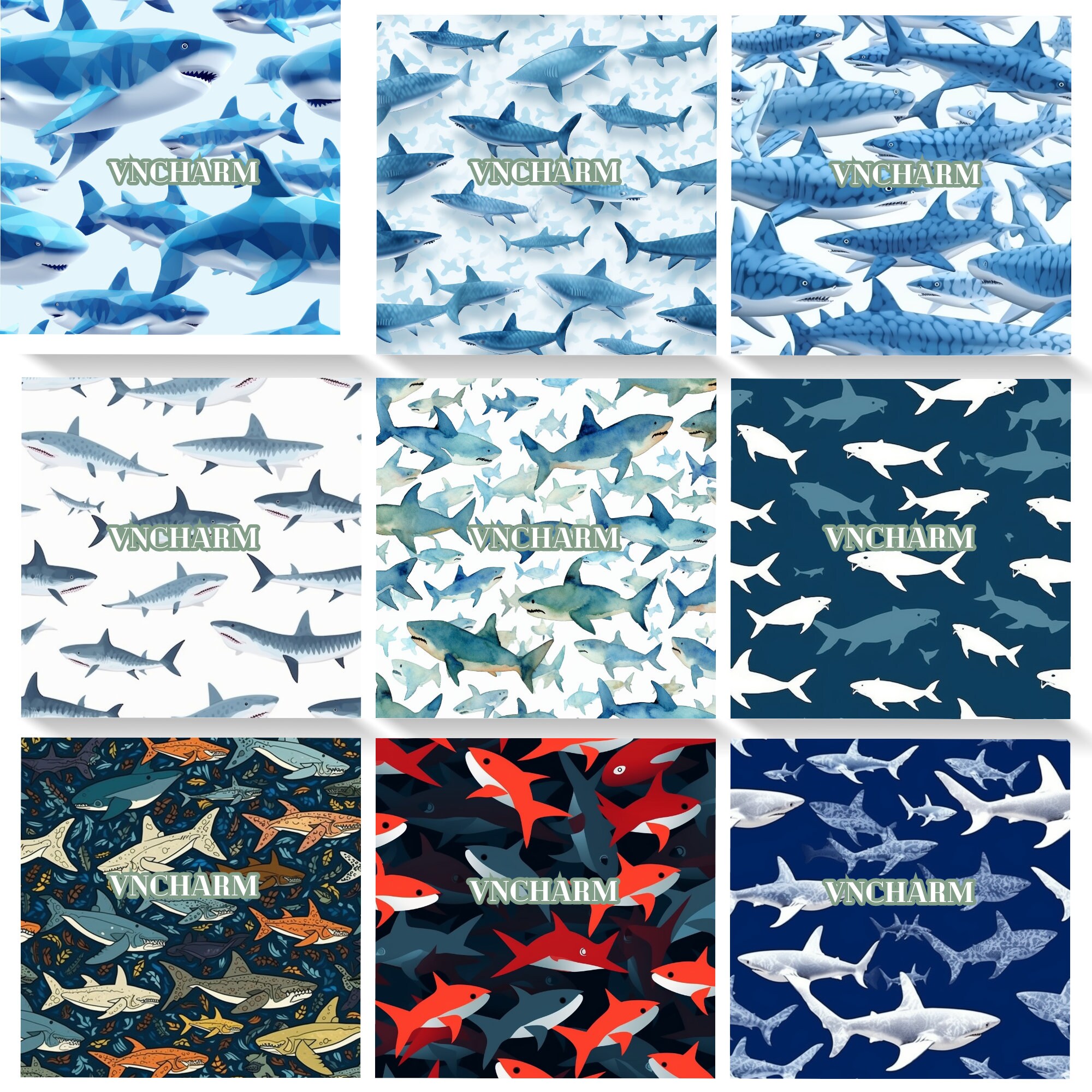 80 Seamless Shark Pattern 4K, UHD Shark Patterns, Digital Paper ...