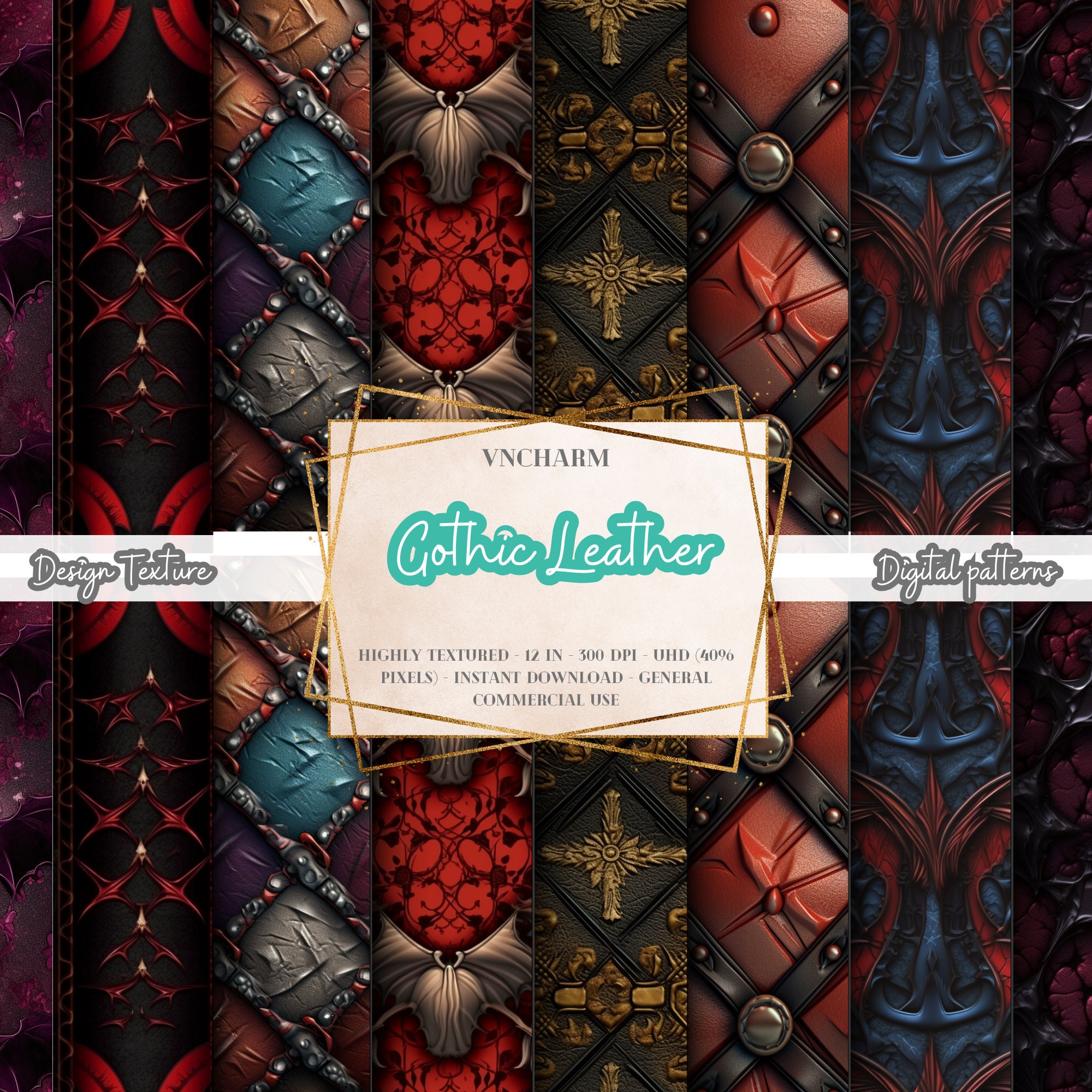 40 Gothic Leather Seamless & Non-seamless Pattern 4K, Ultra HD, 4096 X ...