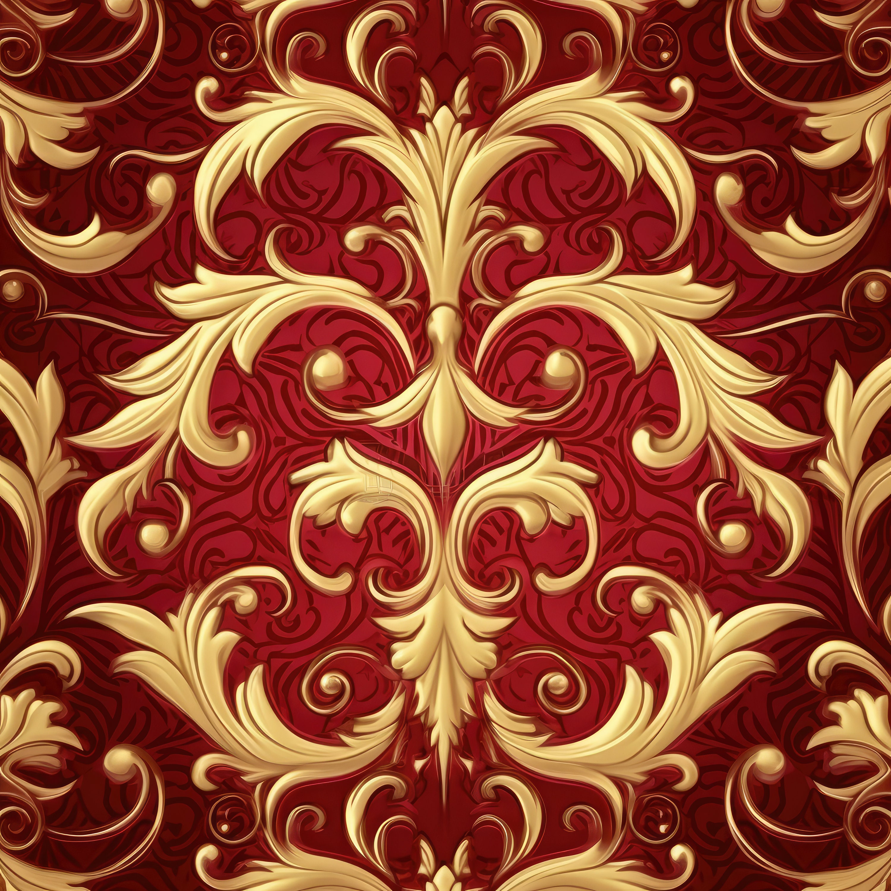 120 Seamless Red Gold Pattern 4K, Ultra HD, 4096 X 4096 Px Free 3 Files ...