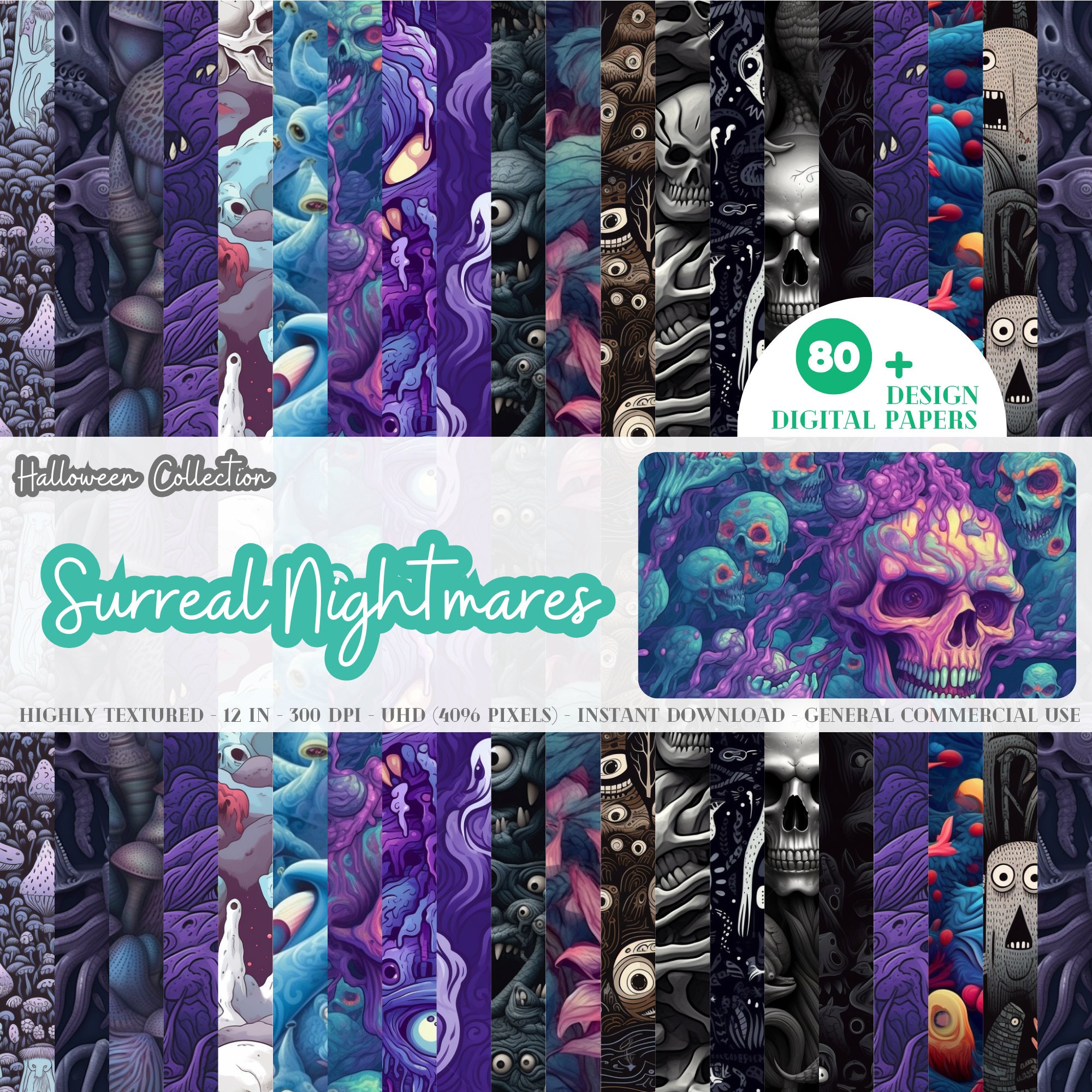 80 Surreal Nightmares Parade Digital Paper Pack 4K, UHD Dreamlike ...