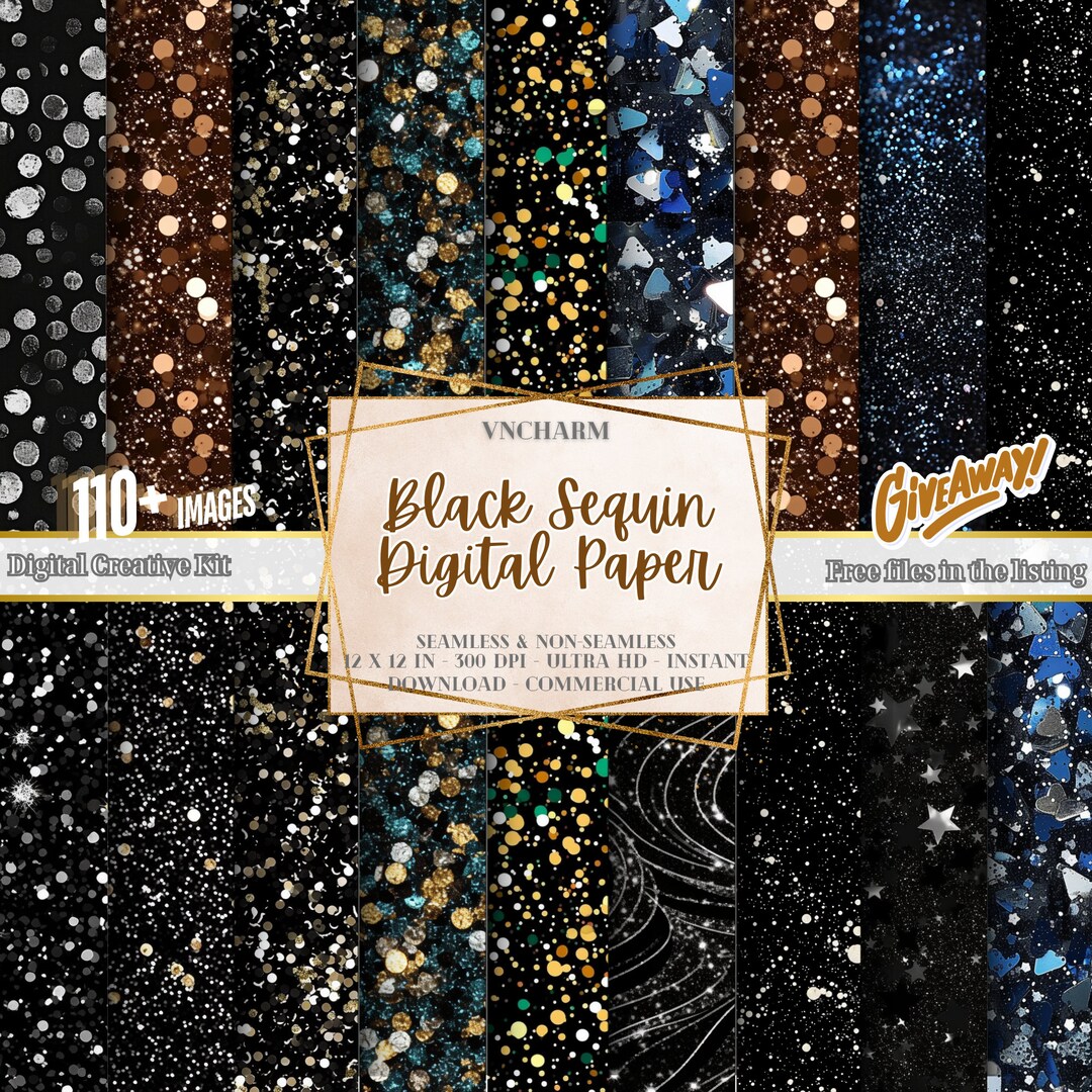 100 Black Sequin Pattern, 4K, Ultra HD, 4096 X 4096 Px, 12x12 300 Dpi ...