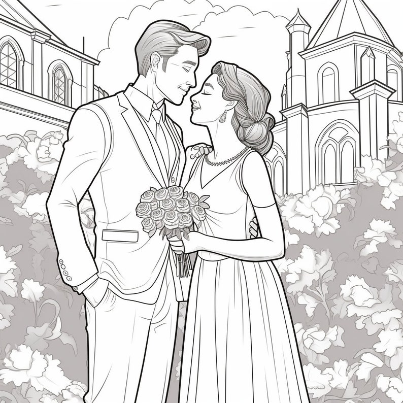 240 Wedding Coloring Pages, Bride and Groom Coloring Sheets, Wedding ...