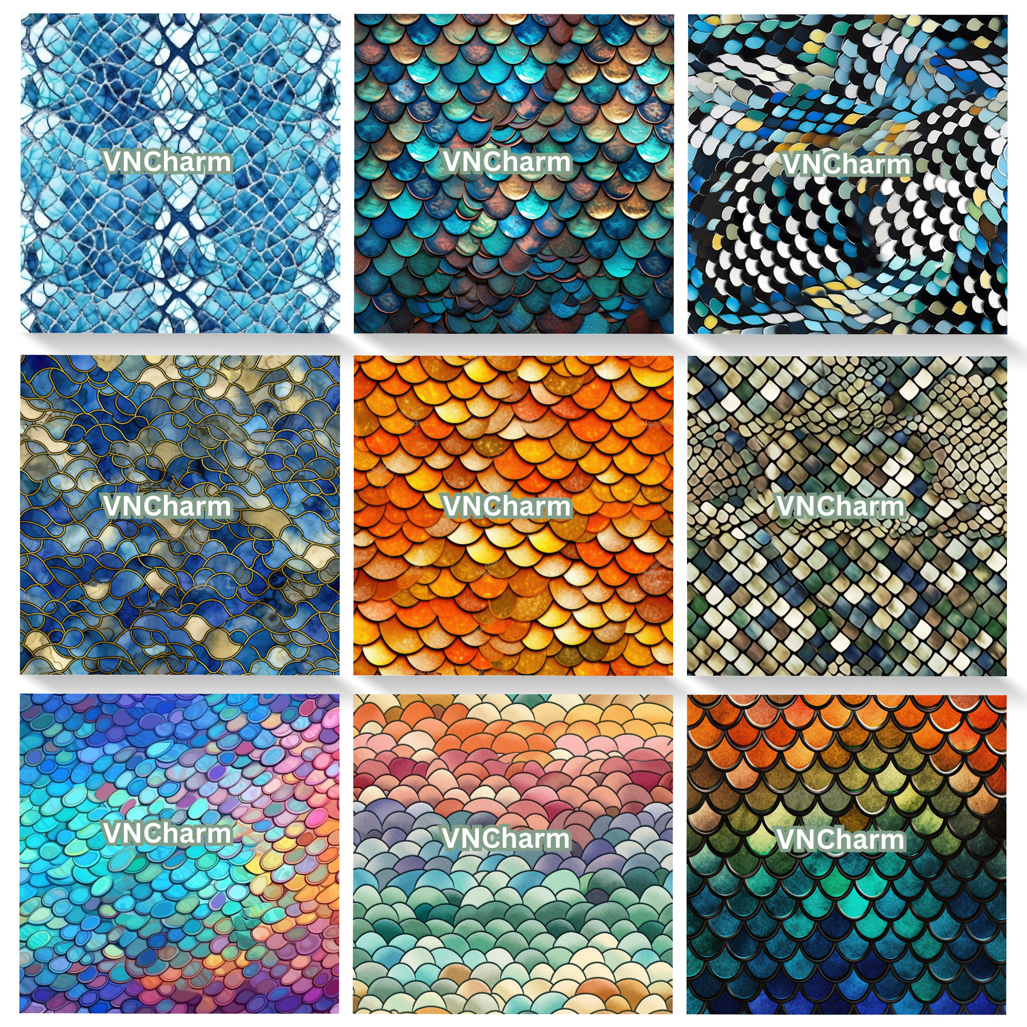 70 Seamless Fish Scale Digital Paper Packdigital Papers 12x12 300 Dpi ...