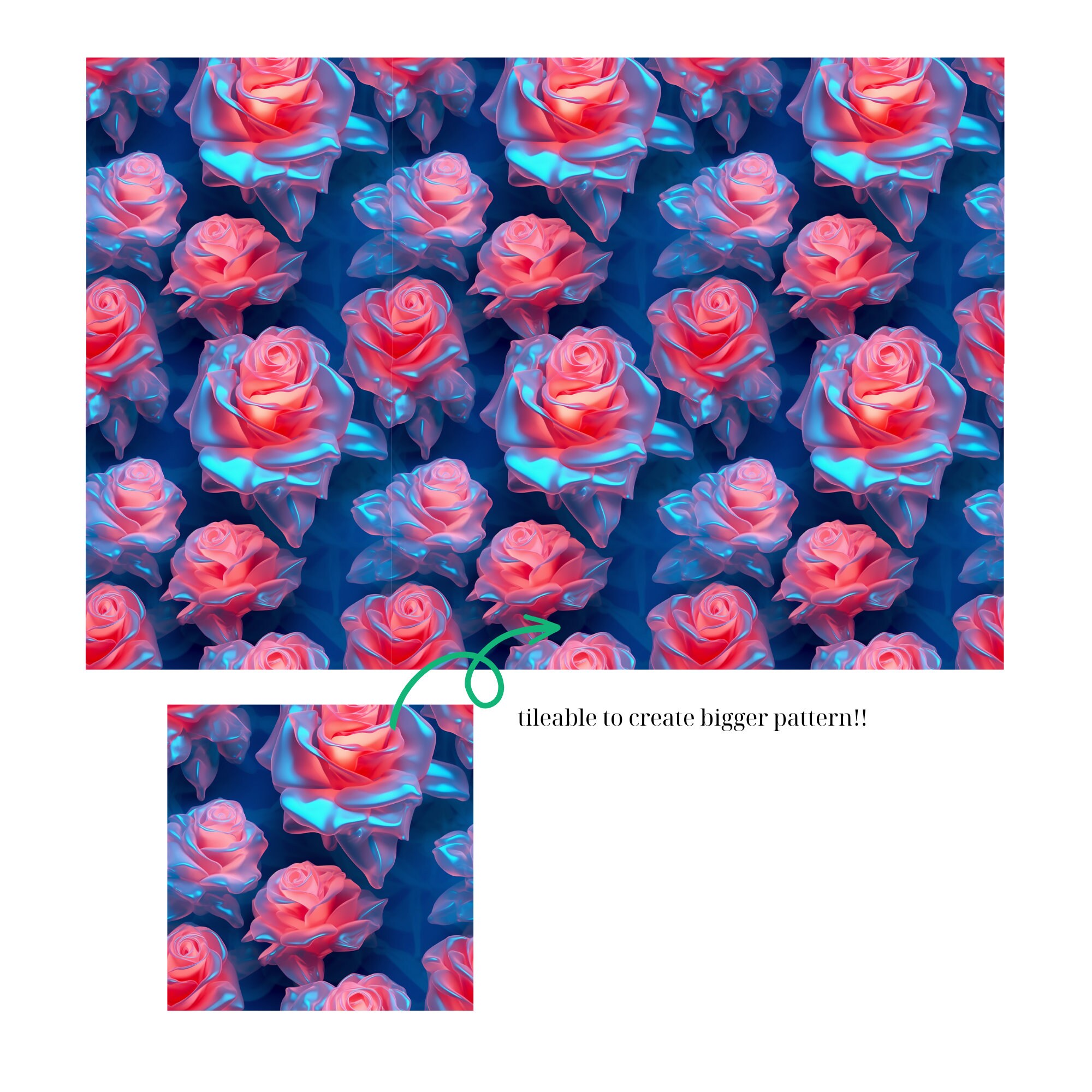 70 Fluorescent Roses Seamless & Non-seamless Pattern 4K, Ultra HD, 4096 ...