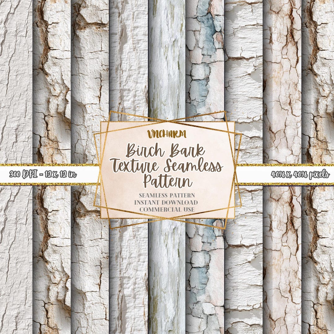 20+ Birch Bark Tree Texture Seamless Pattern | Digital PNG, 4K ...