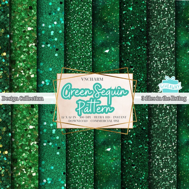 60 Seamless Green Sequin Texture Digital Paper 4K UHD Patterns, Perfect ...