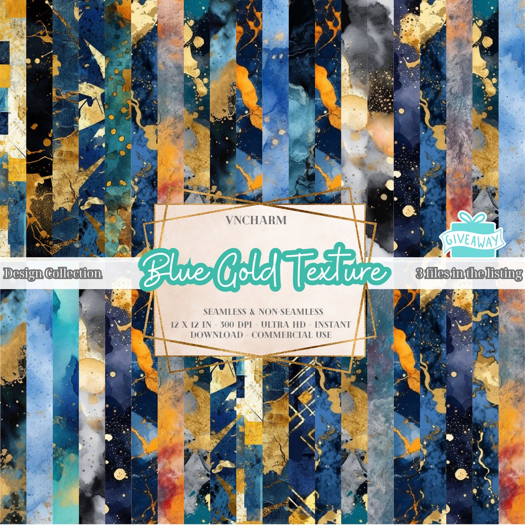 95 Seamless Blue gold Textured Digital Paper Packdigital Papers 12x12 ...