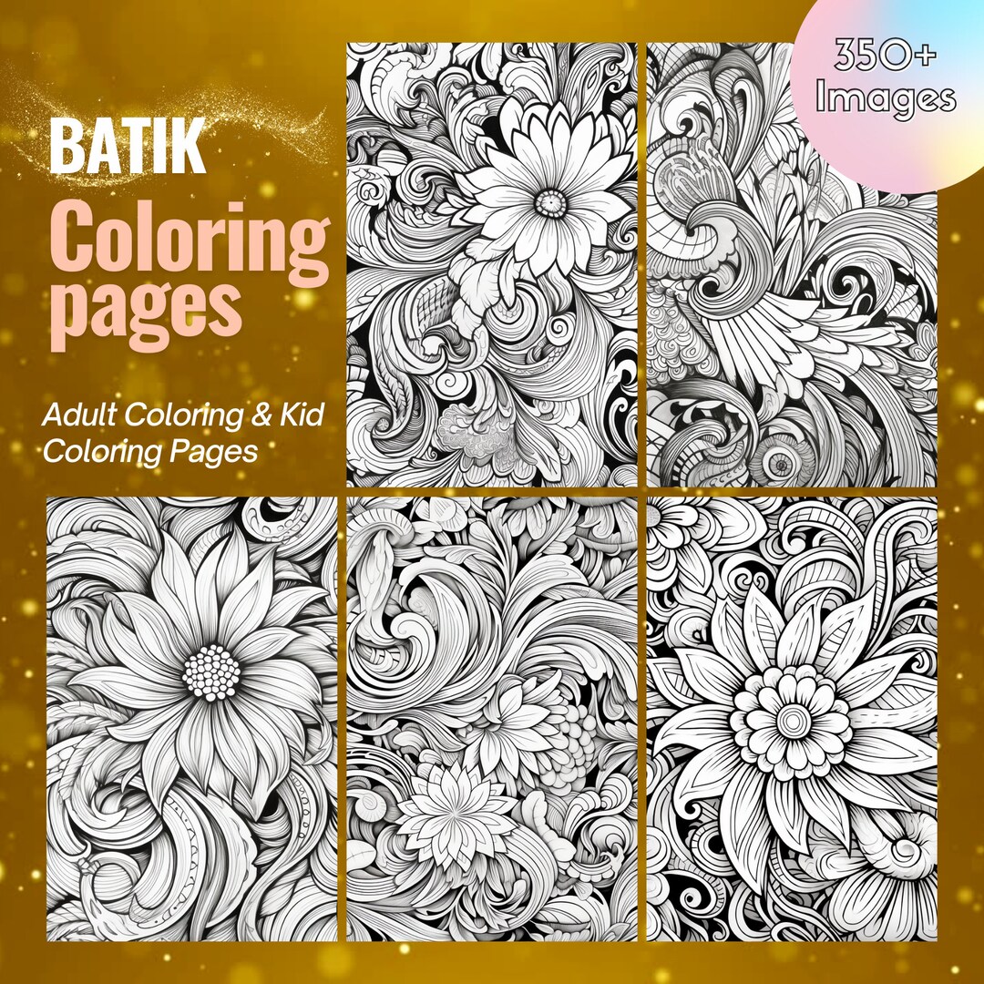 250 Batik Coloring Pages: Floral, Motif, Kid Coloring Page 250 PNG ...