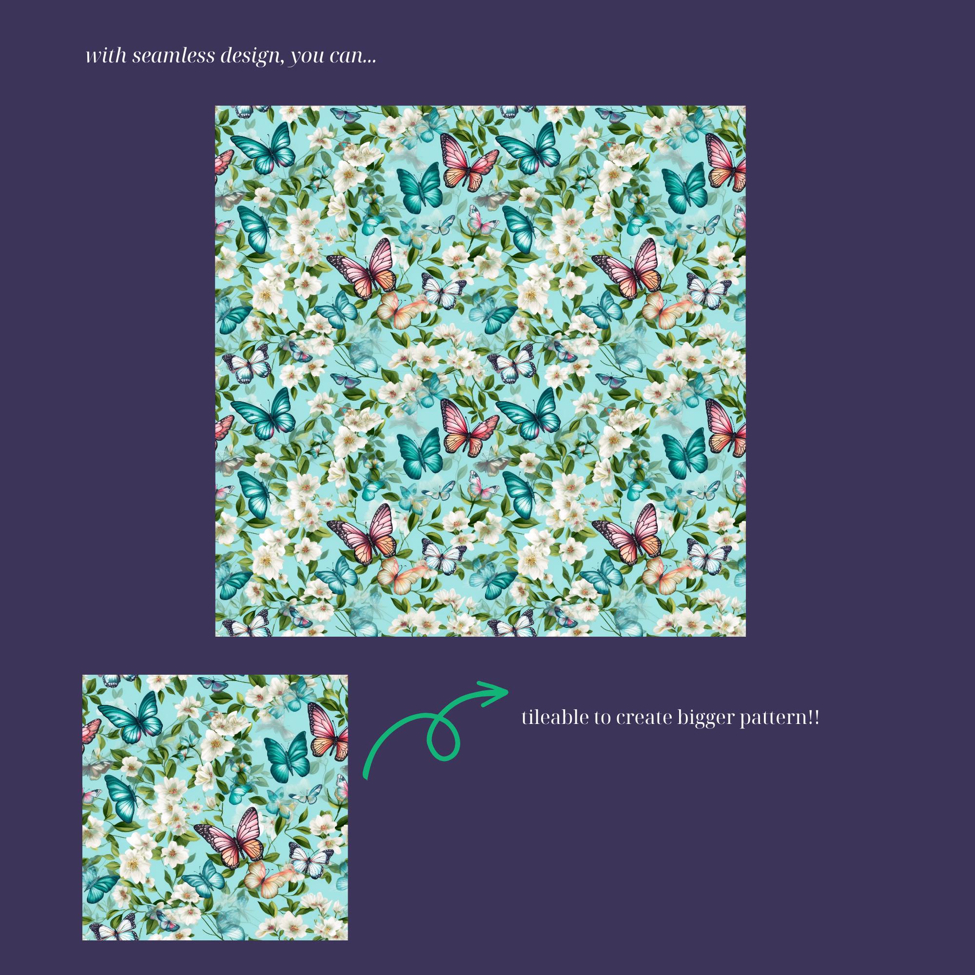 90+ Seamless Spring Butterfly Pattern, 12x12 in 300 DPI Instant ...