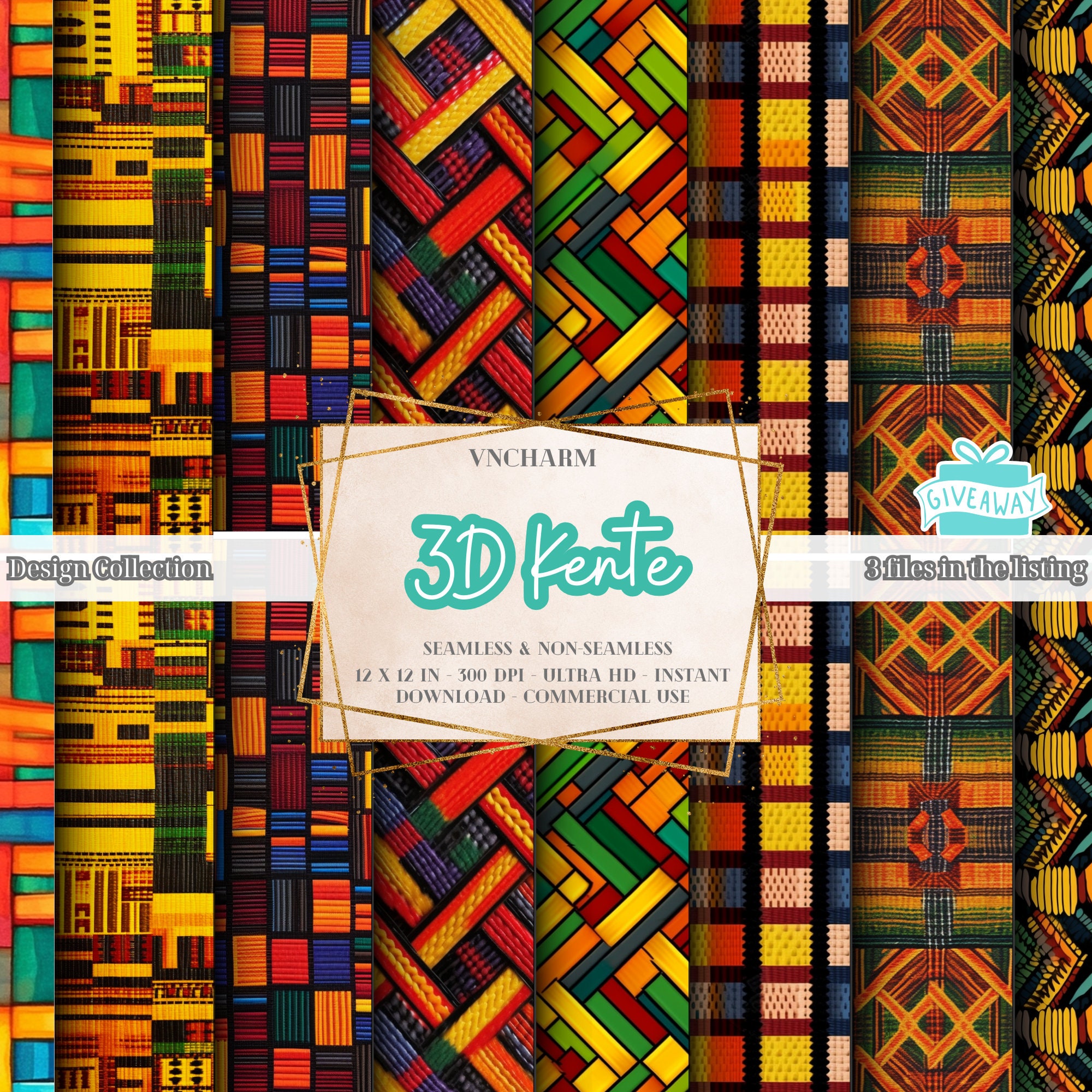 African 3D Kente Seamless Pattern (4K, Ultra HD, 4096 X 4096 Px) - 40 ...