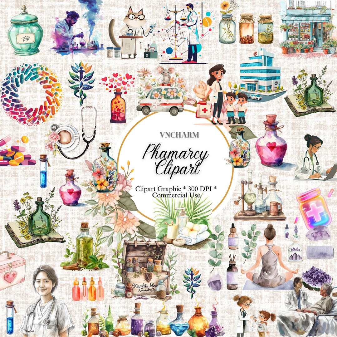 Pharmacy Clipart: 140+ Pharmacy Clipart Bundle, High-quality PNG ...