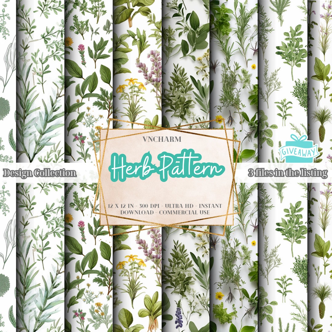 110 Seamless Herb Garden Repeat Pattern 4K, Ultra HD, 4096 X 4096 Px ...