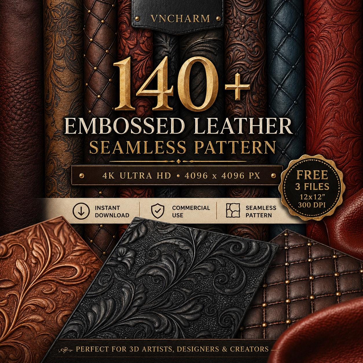 Embossed Leather Seamless & Non-seamless Pattern Bundle | 140+ Luxury ...