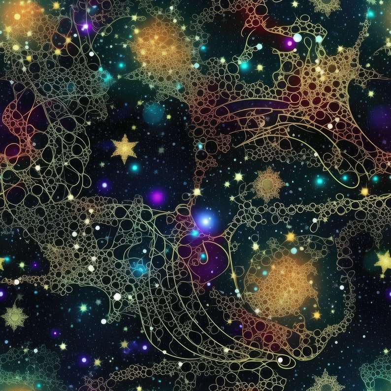 50 Seamless COSMIC Repeateable Pattern Digital Paper Pack, Commercial ...