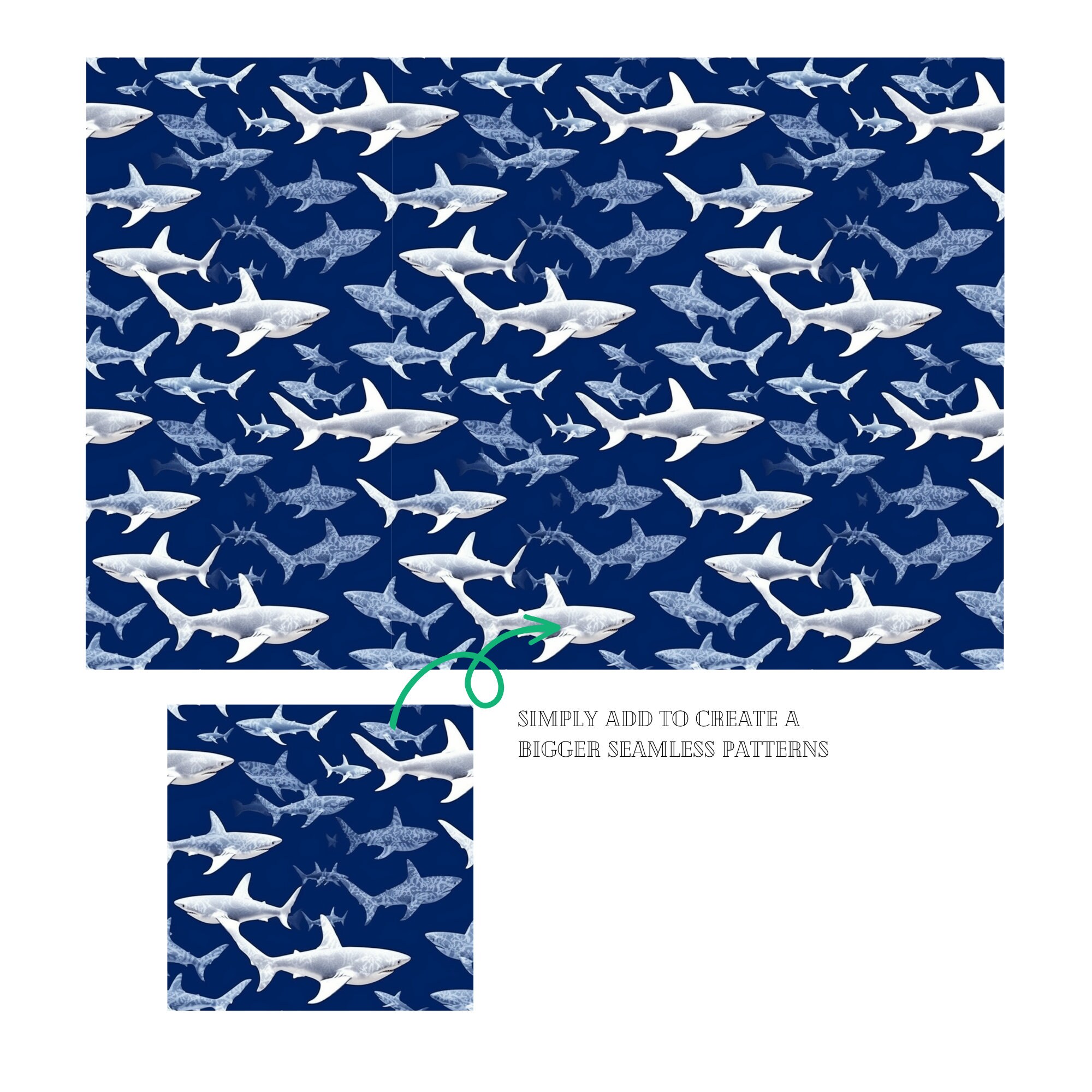 80 Seamless Shark Pattern 4K, UHD Shark Patterns, Digital Paper ...
