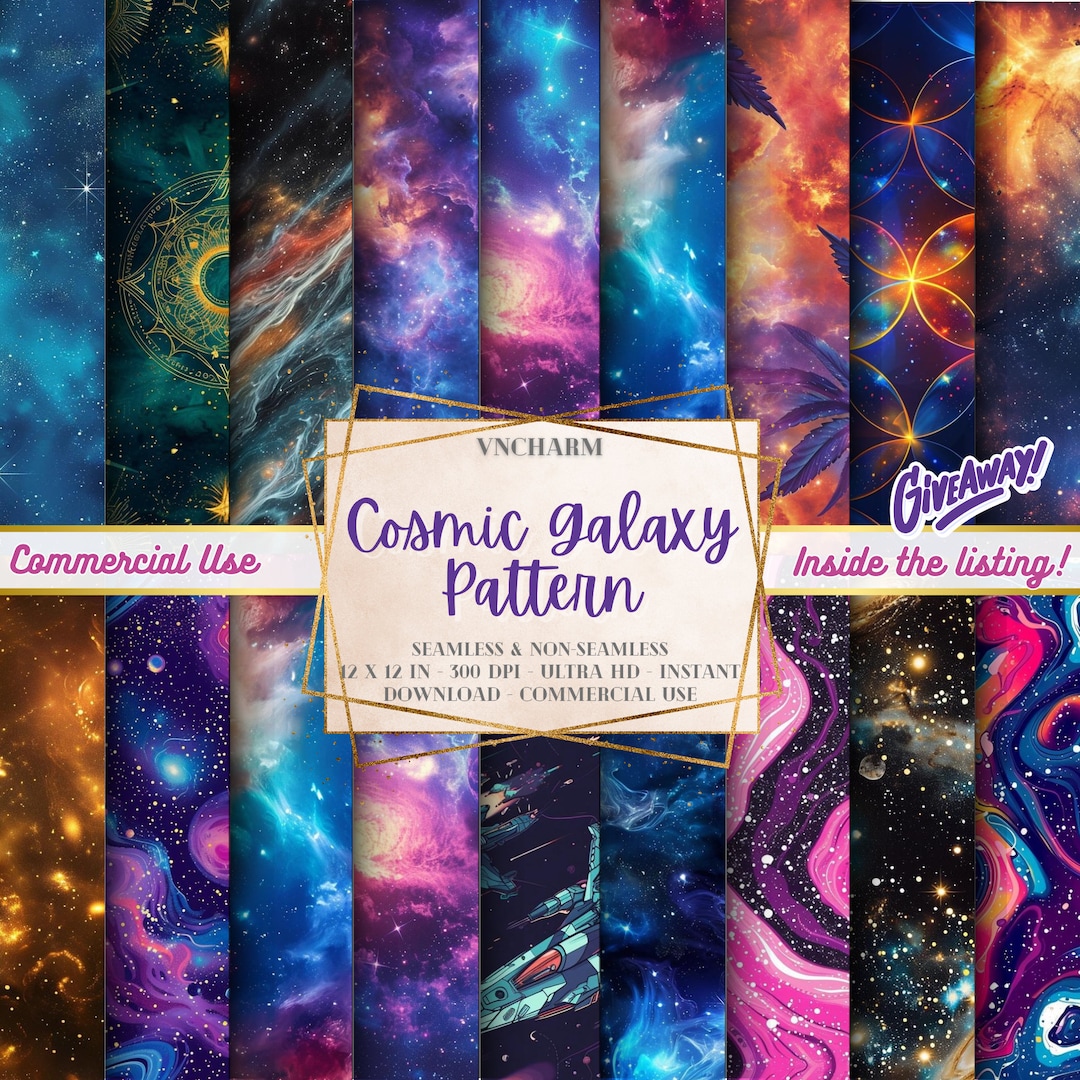 50 Galaxy Stars Digital Paper, Space Background, Cosmic Paper, Night ...