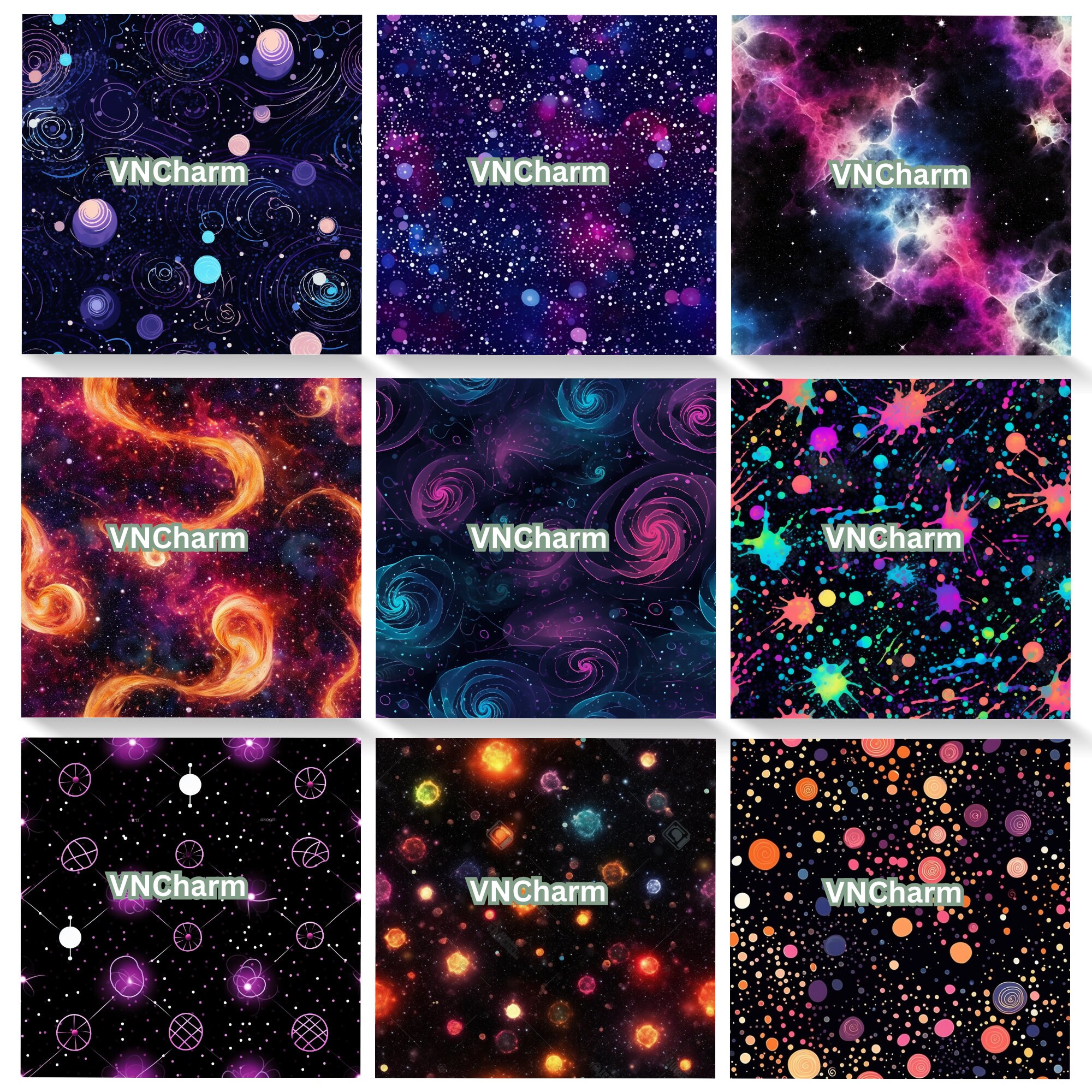 50 Seamless COSMIC Repeateable Pattern Digital Paper Pack, Commercial ...