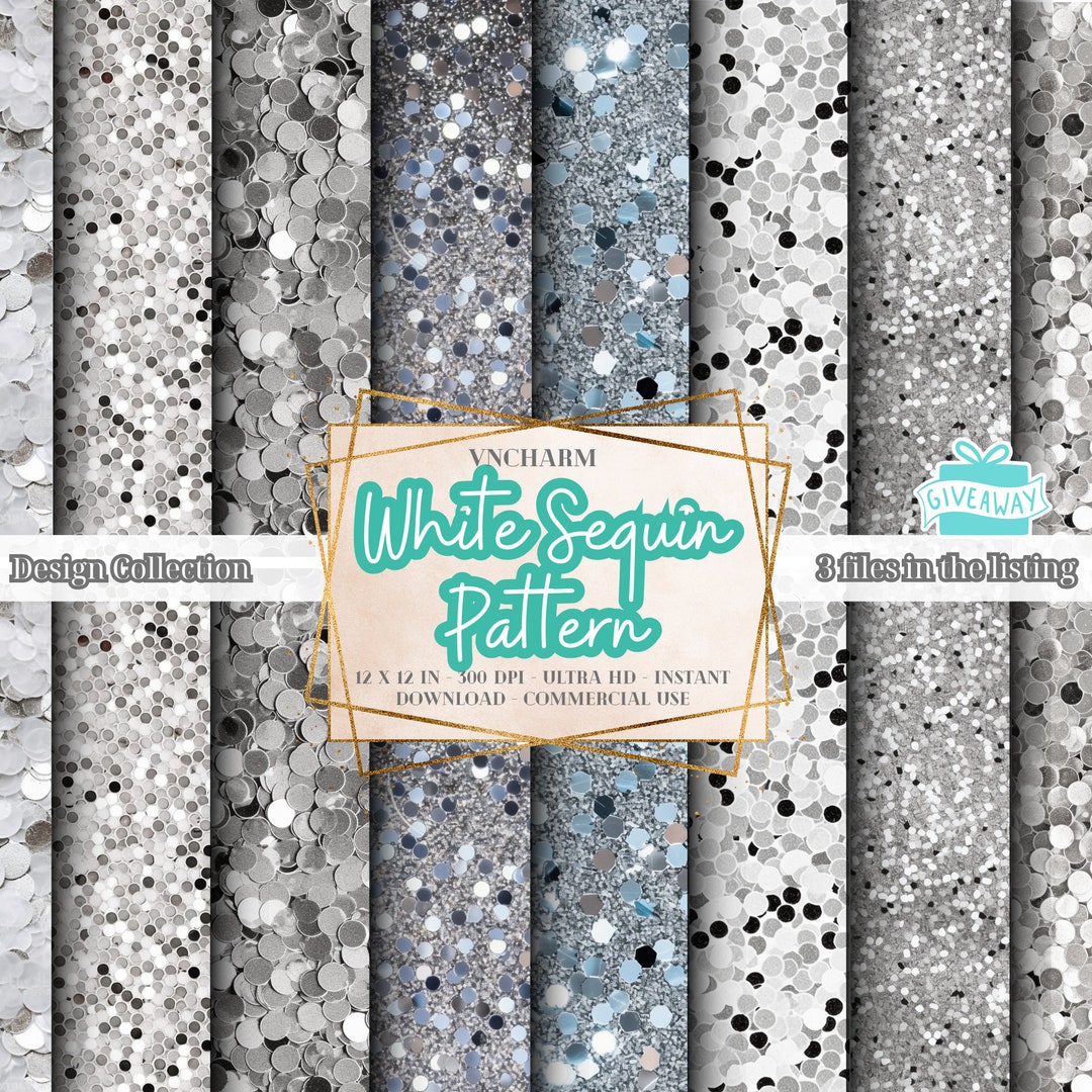 50+ Seamless White Sequin Texture (4K, UHD) - Digital Paper Pack ...