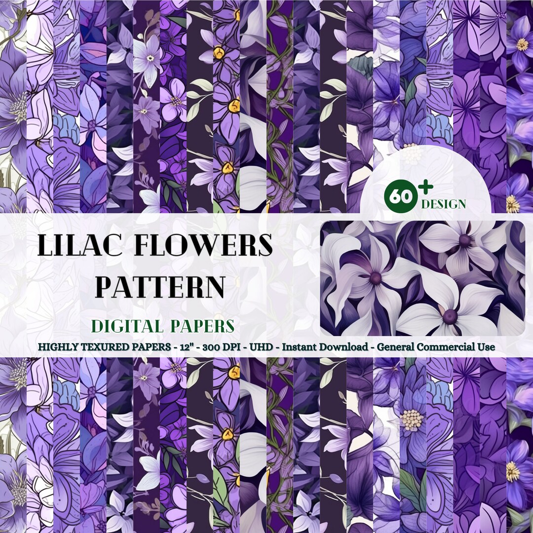 60 Seamless Lilac Flowers Digital Paper Pack 1 4K HD136 - Etsy