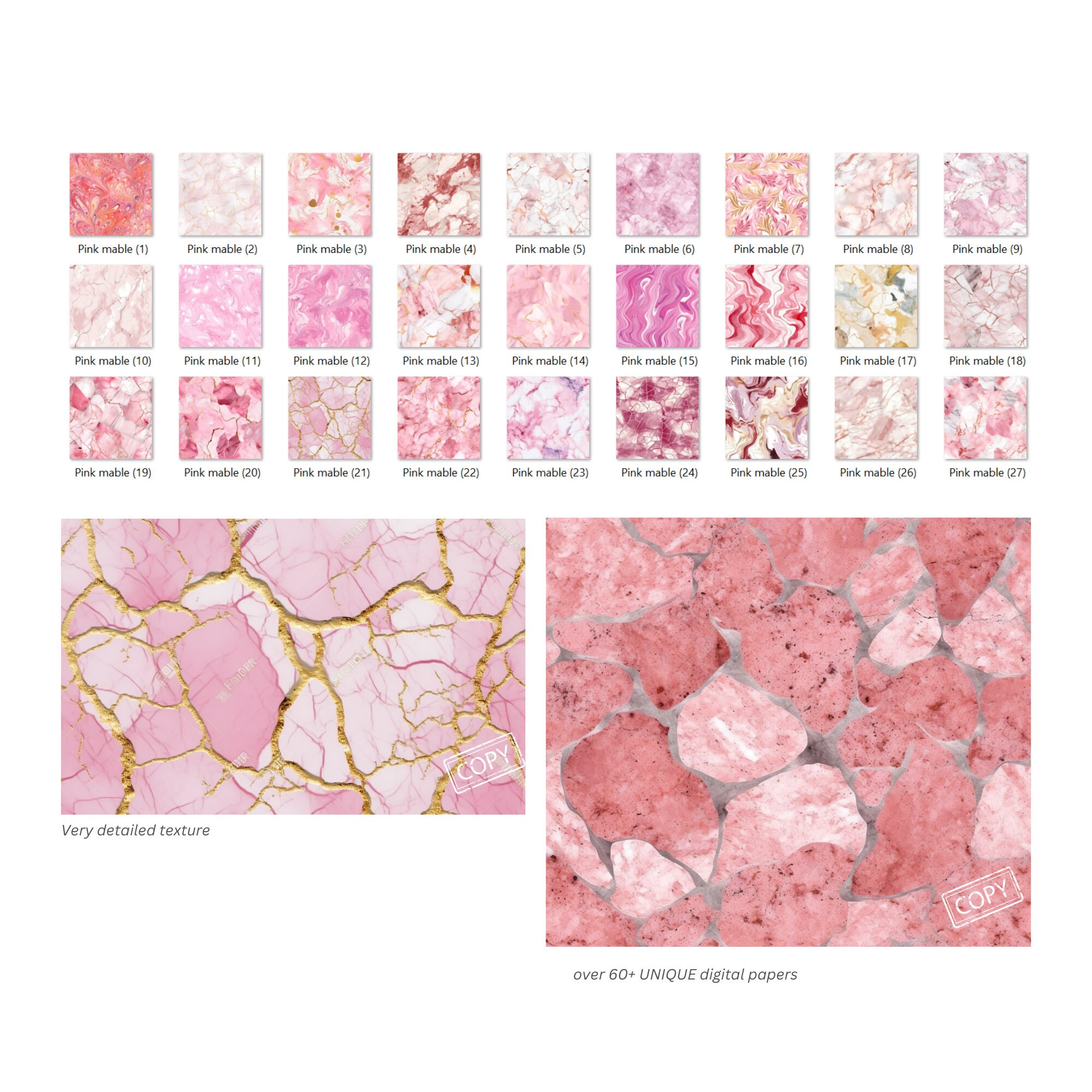 Pink Marble Texture Seamless & Non-seamless Digital Paper, 12x12 300dpi ...