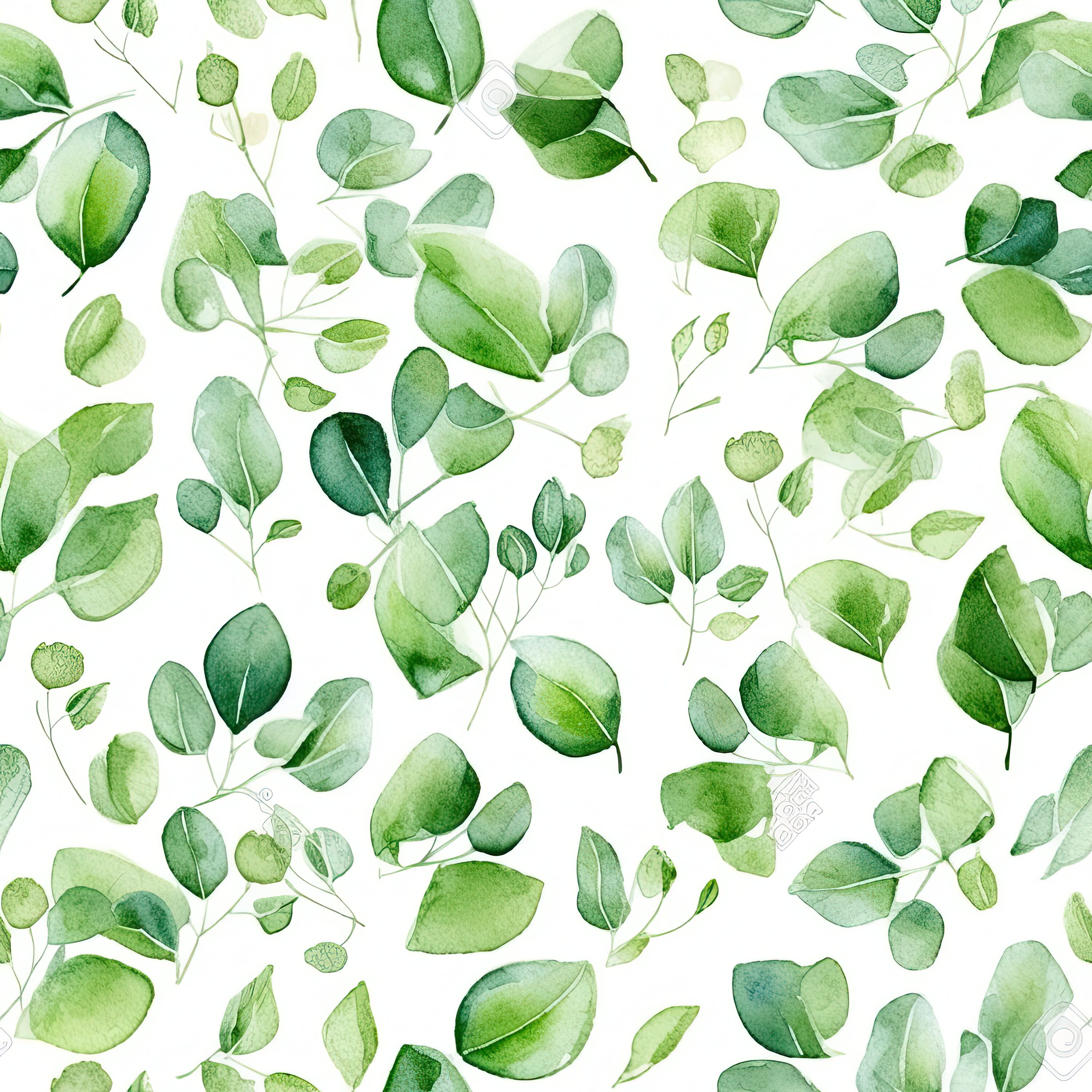 230 Watercolor Greenery Floral Patterns: Eucalyptus, Flowers & Leaves ...