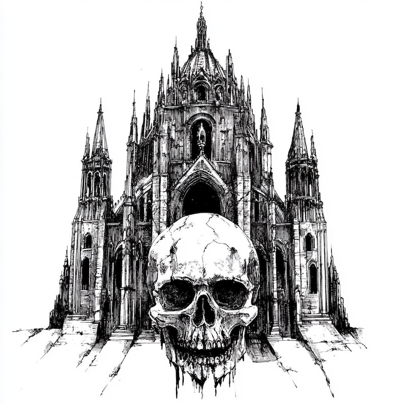 Black Gothic Clipart | 100+ Black and White Gothic, Skull, Arch, Castle ...