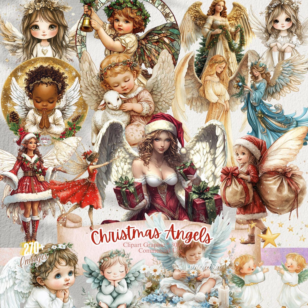 270 Christmas Angel Clipart Vintage Christmas Angel Clipart, Printable ...