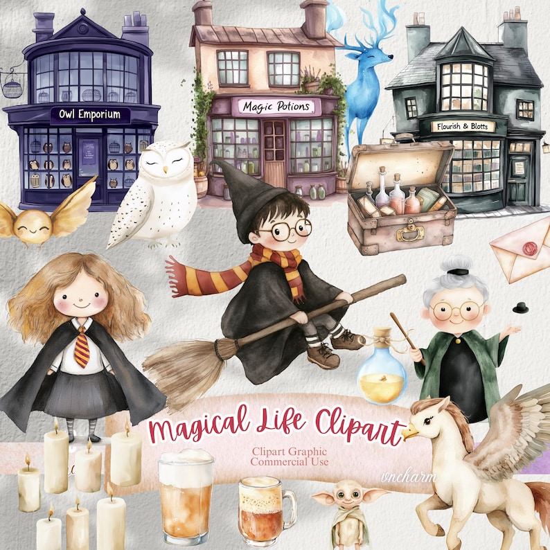 50+ Watercolor Wizard Magical Life Clipart, Witchcraft, Potion Spell ...
