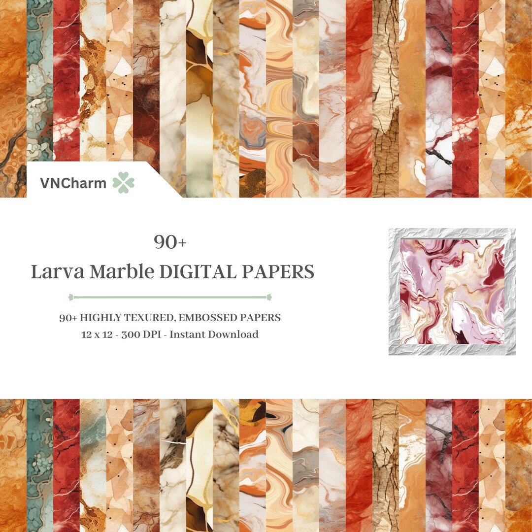 Larva Marble Texture Seamless & Non-seamless Digital Paper, 12x12 ...